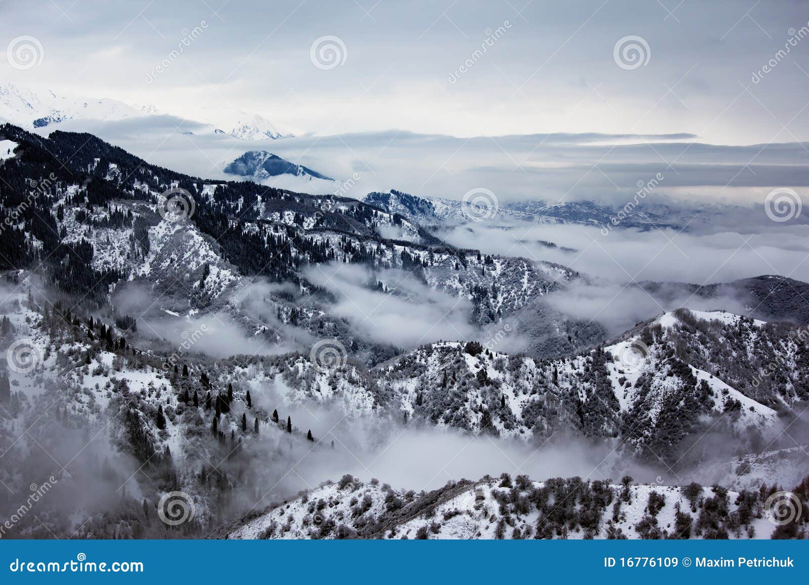 Overcast and Winter Mountain Stock Image - Image of blue, kazakhstan ...