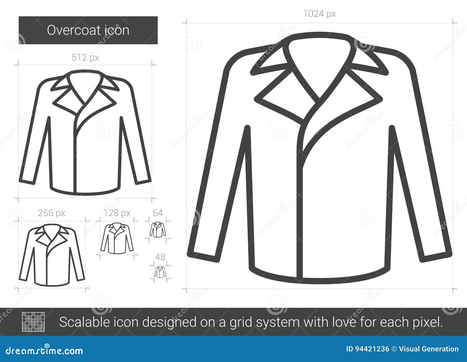 Overcoat line icon. stock vector. Illustration of casual - 94421236