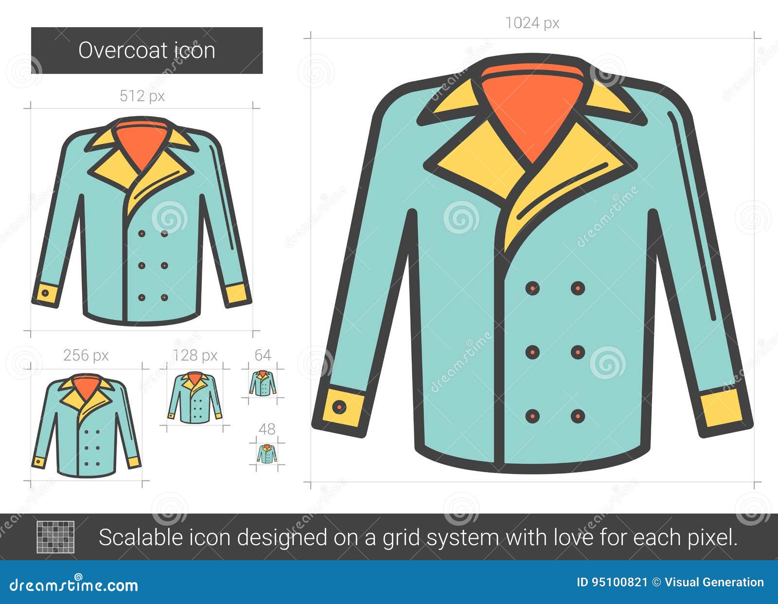 Overcoat line icon. stock vector. Illustration of sign - 95100821