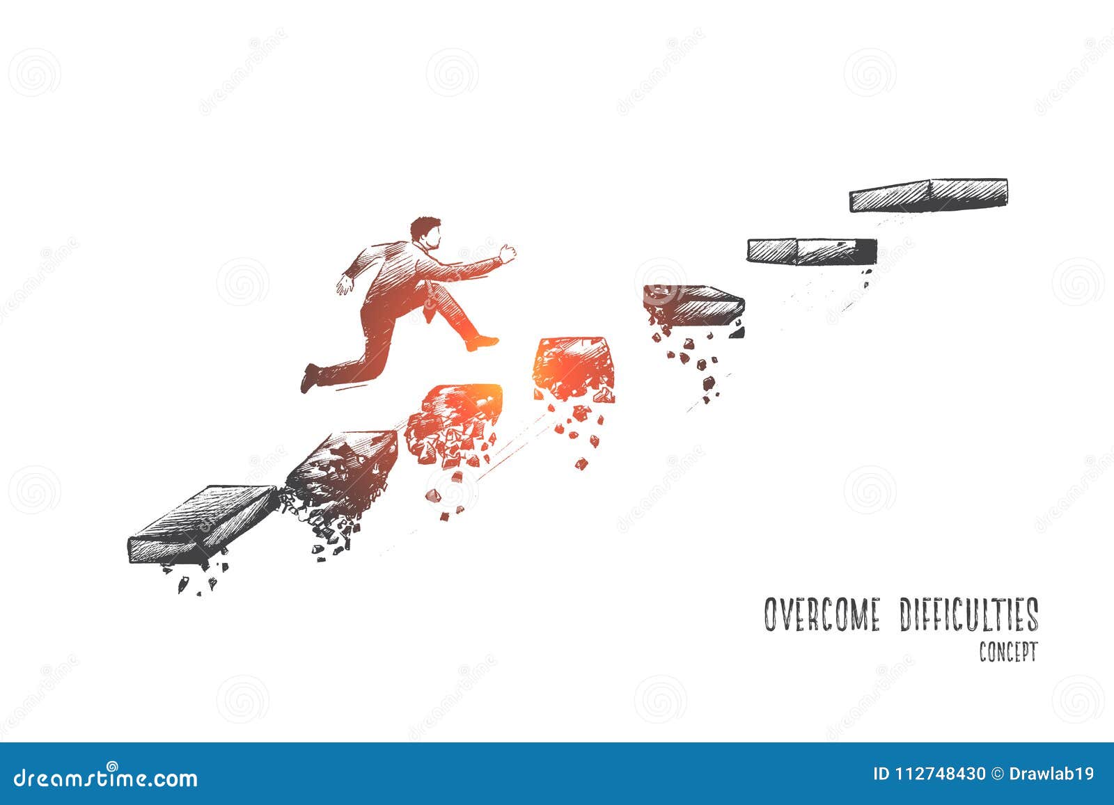 Overcome Difficulties Concept. Hand Drawn Vector. Stock Vector ... Overcome Difficulties Concept. Hand Drawn Vector. Stock Vector ...