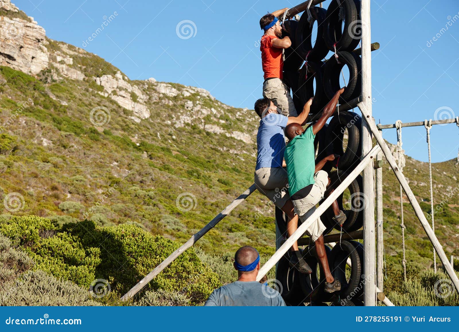 Overcome Every Obstacle Put into Your Path. a Group of Men Climbing ...