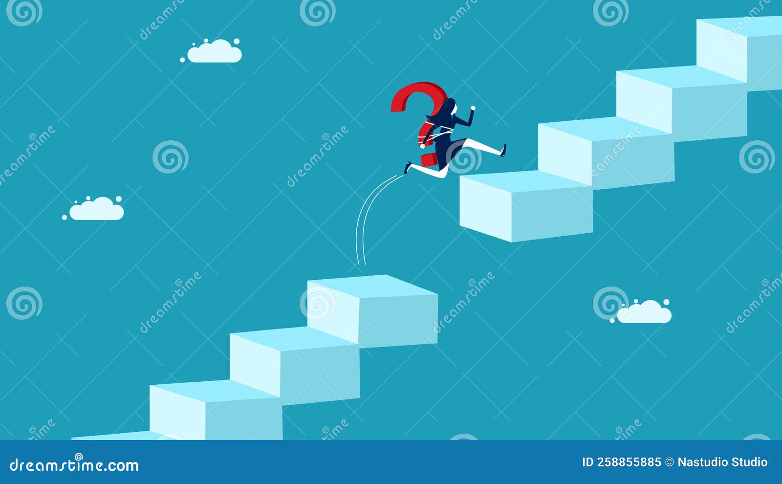 Overcome Problems and Obstacles. Businesswoman with a Question Mark ...