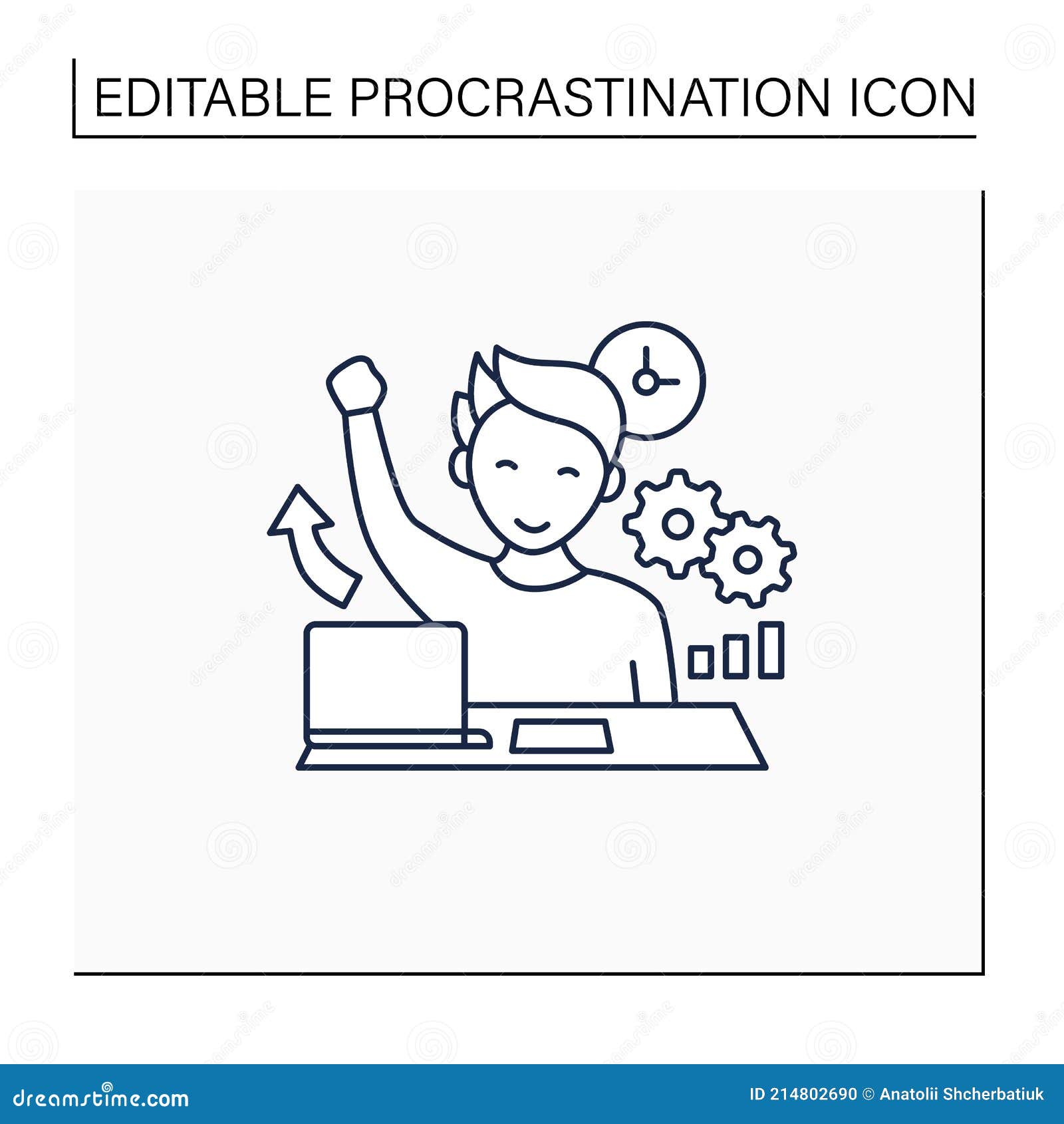 Overcome Procrastination Line Icon Stock Vector - Illustration of line ...