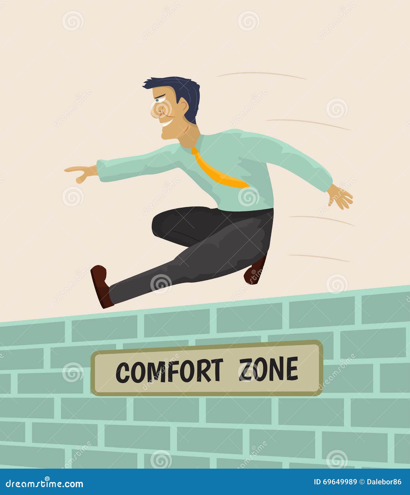 Overcoming comfort zone stock vector. Illustration of wall - 69649989