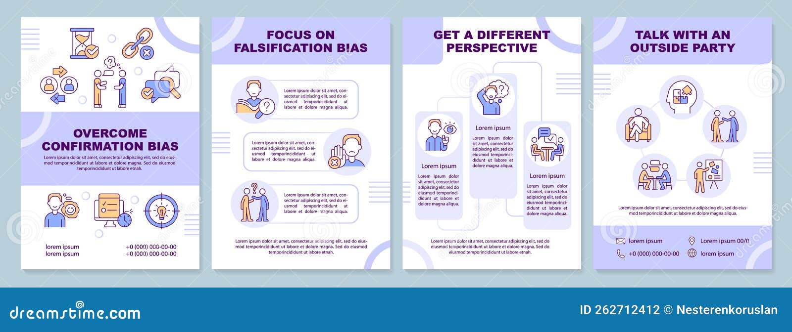 Overcoming Confirmation Bias Tips Blue Brochure Template Stock Vector ...