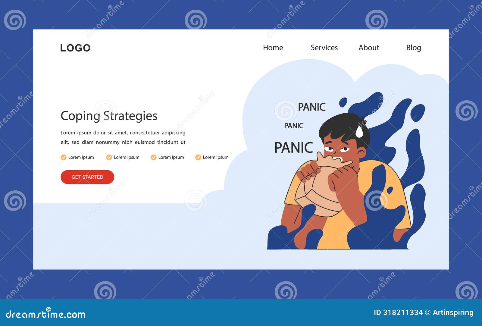 Overcoming Fears Web or Landing Stock Vector - Illustration of afraid ...