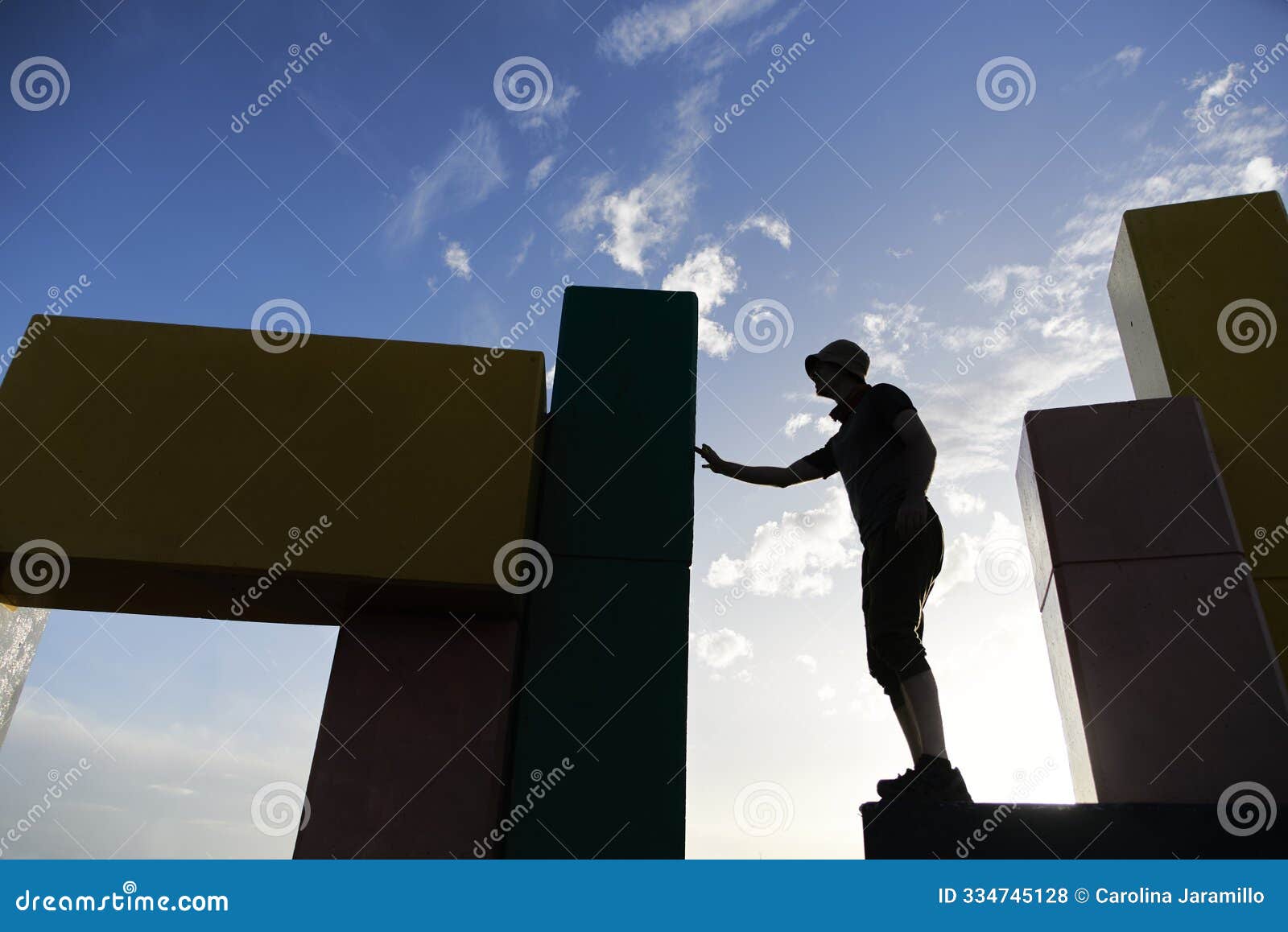 Overcoming the Obstacles, Man Standing between Concrete Blocks ...