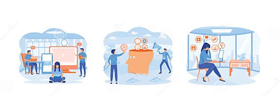 Overcoming Overload. Small Businessman Watching on Digital Device ...