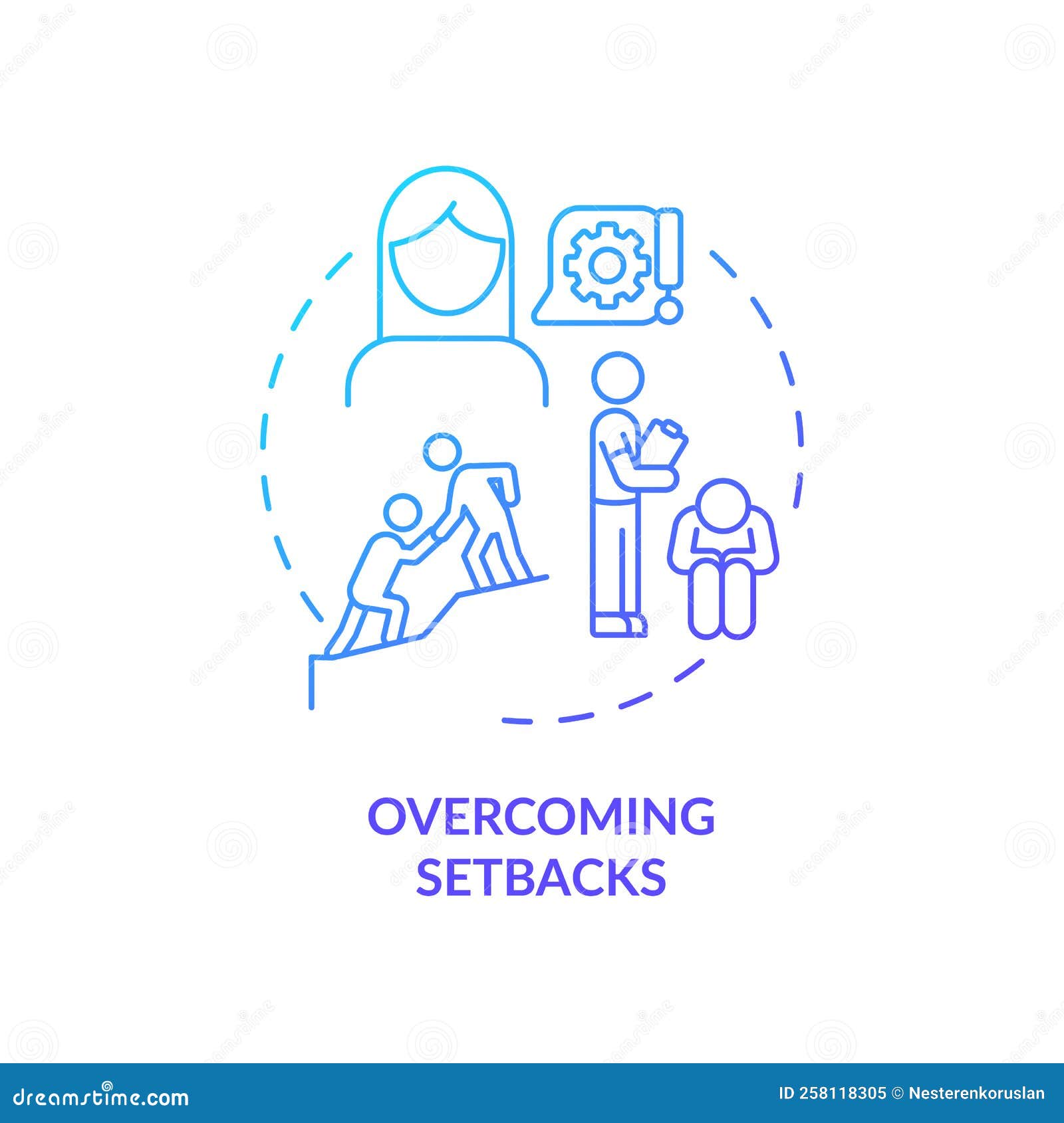 Overcoming Setbacks Blue Gradient Concept Icon Stock Vector ...