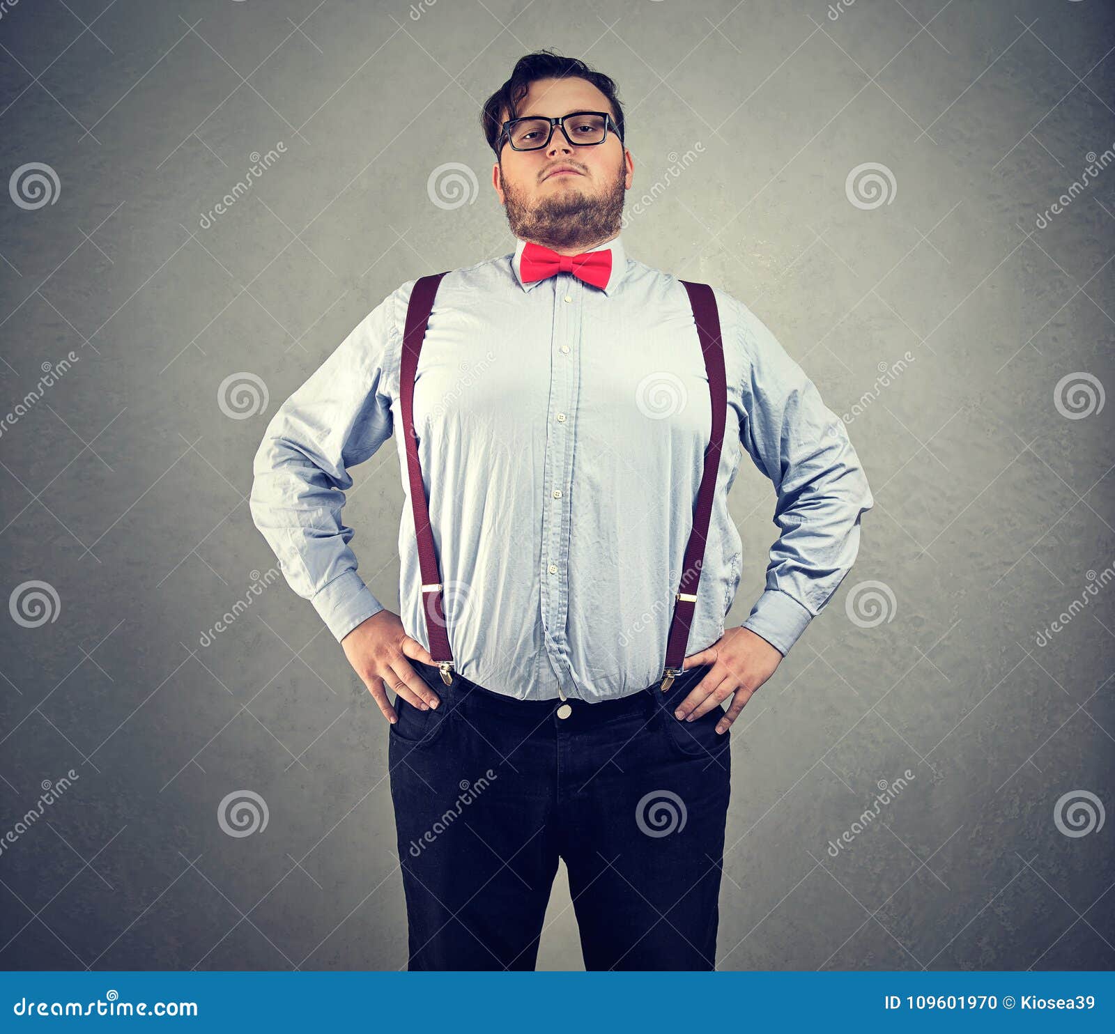 Overconfident Chubby Man in Bowtie Stock Photo - Image of pompous ...