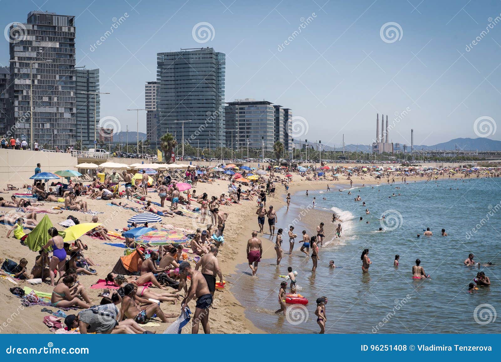 Overcrowded City Beach in Barcelona Editorial Stock Photo - Image of ...