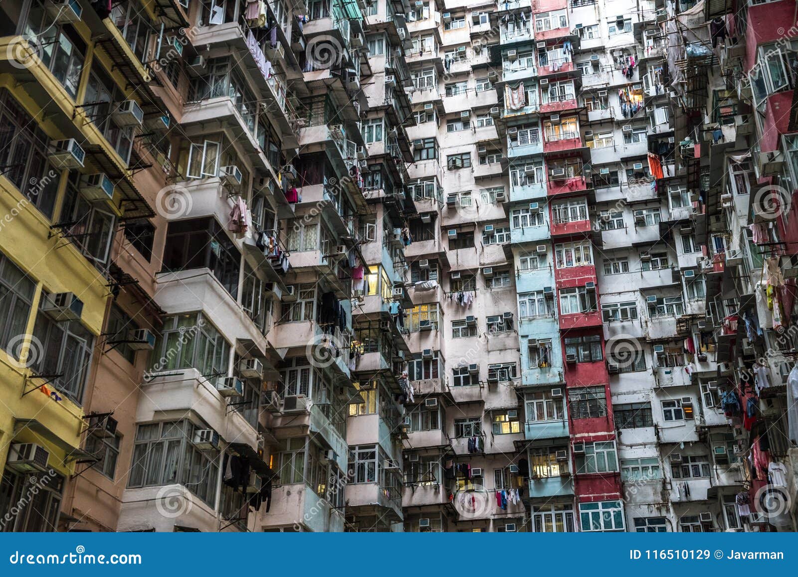 Overcrowded Residential Building in Hong Kong Stock Image - Image of ...