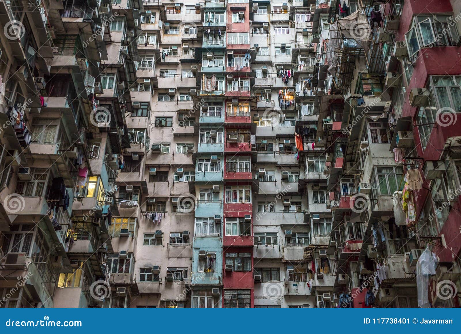 Overcrowded Residential Building in Hong Kong Stock Image - Image of ...