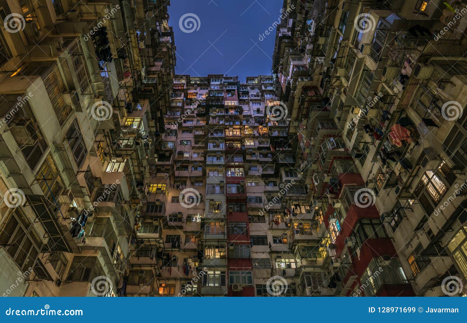Overcrowded Residential Building in Hong Kong Stock Image - Image of ...