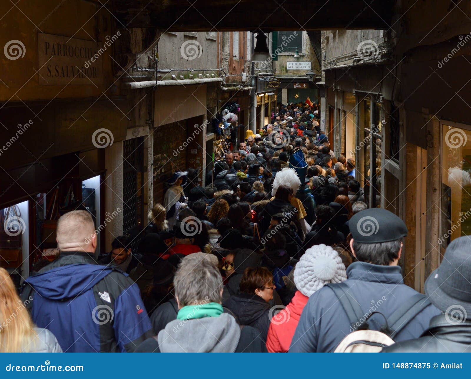 Overcrowded Street in Venice Stock Image - Image of venice, problem ...