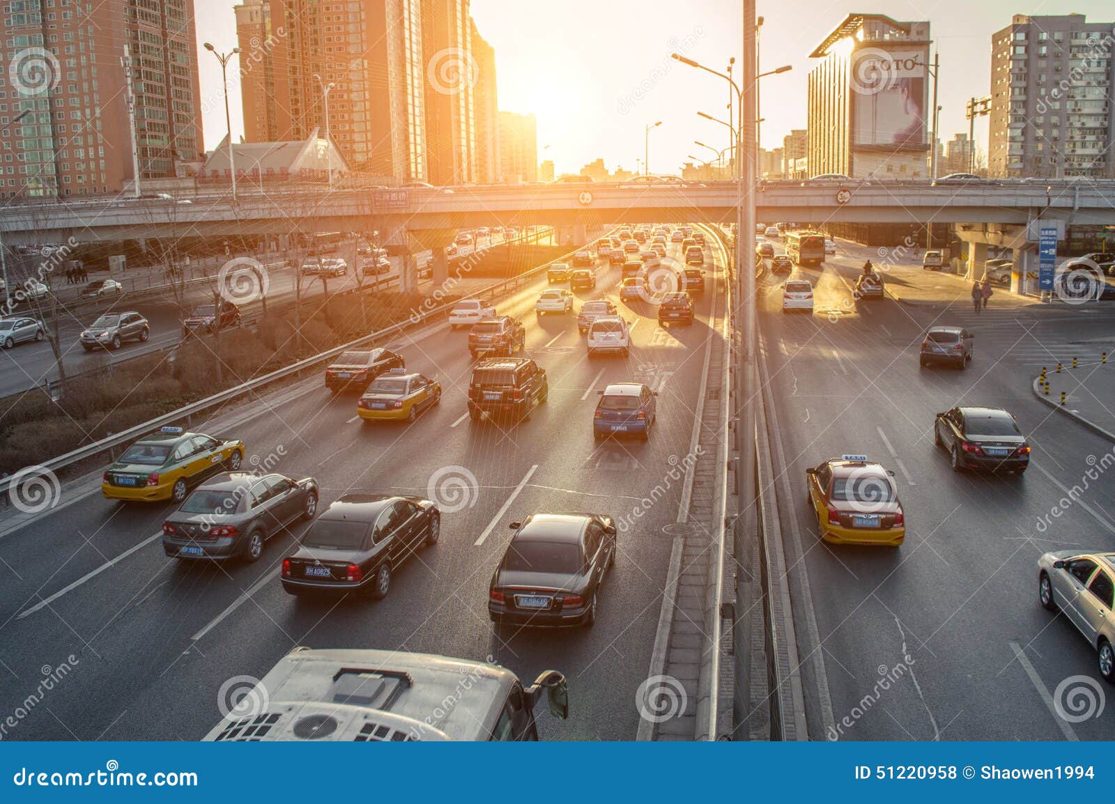 Overcrowding Traffic in Sunset Editorial Stock Photo - Image of china ...