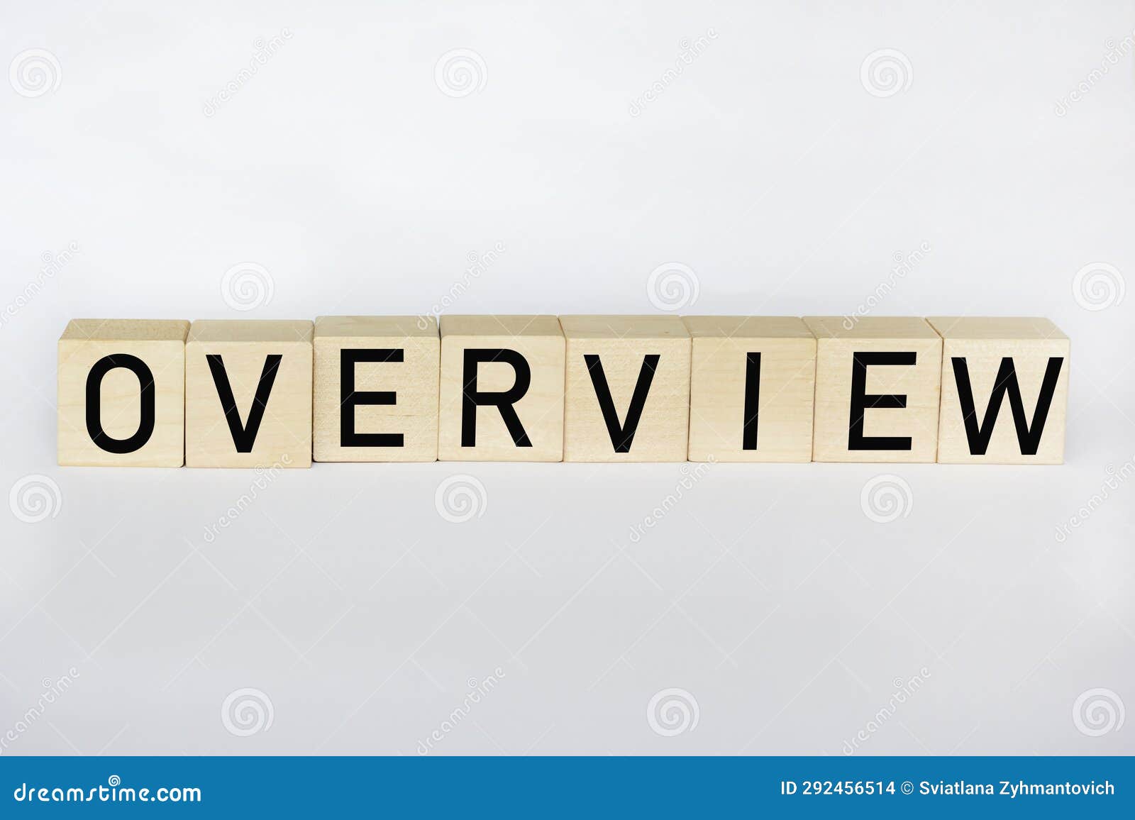 OVEREVIEW Word Made from Building Blocks on a White Background Stock ...