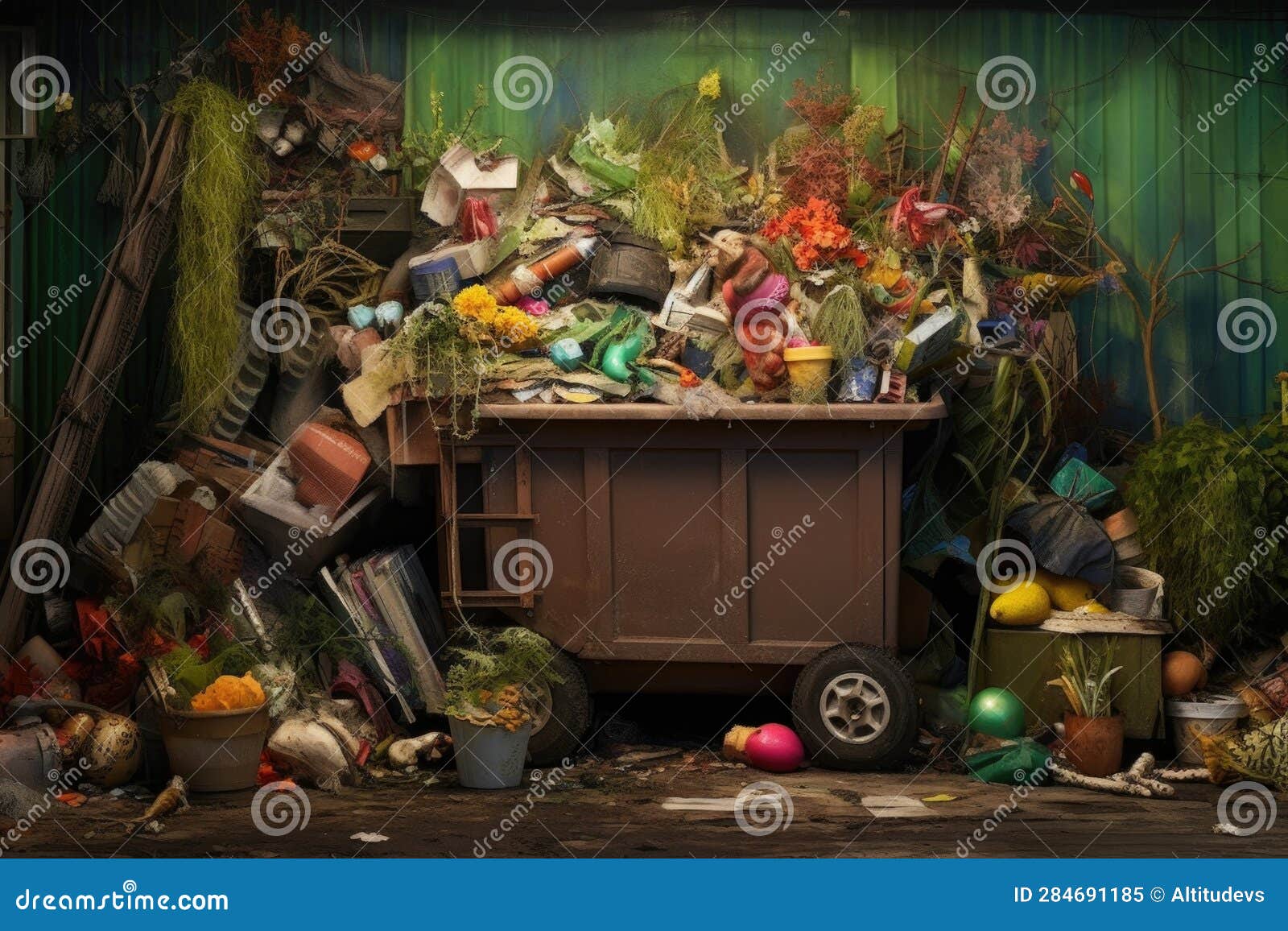 Overfilled Dumpster With Recyclables Mixed In Royalty-Free Stock ...