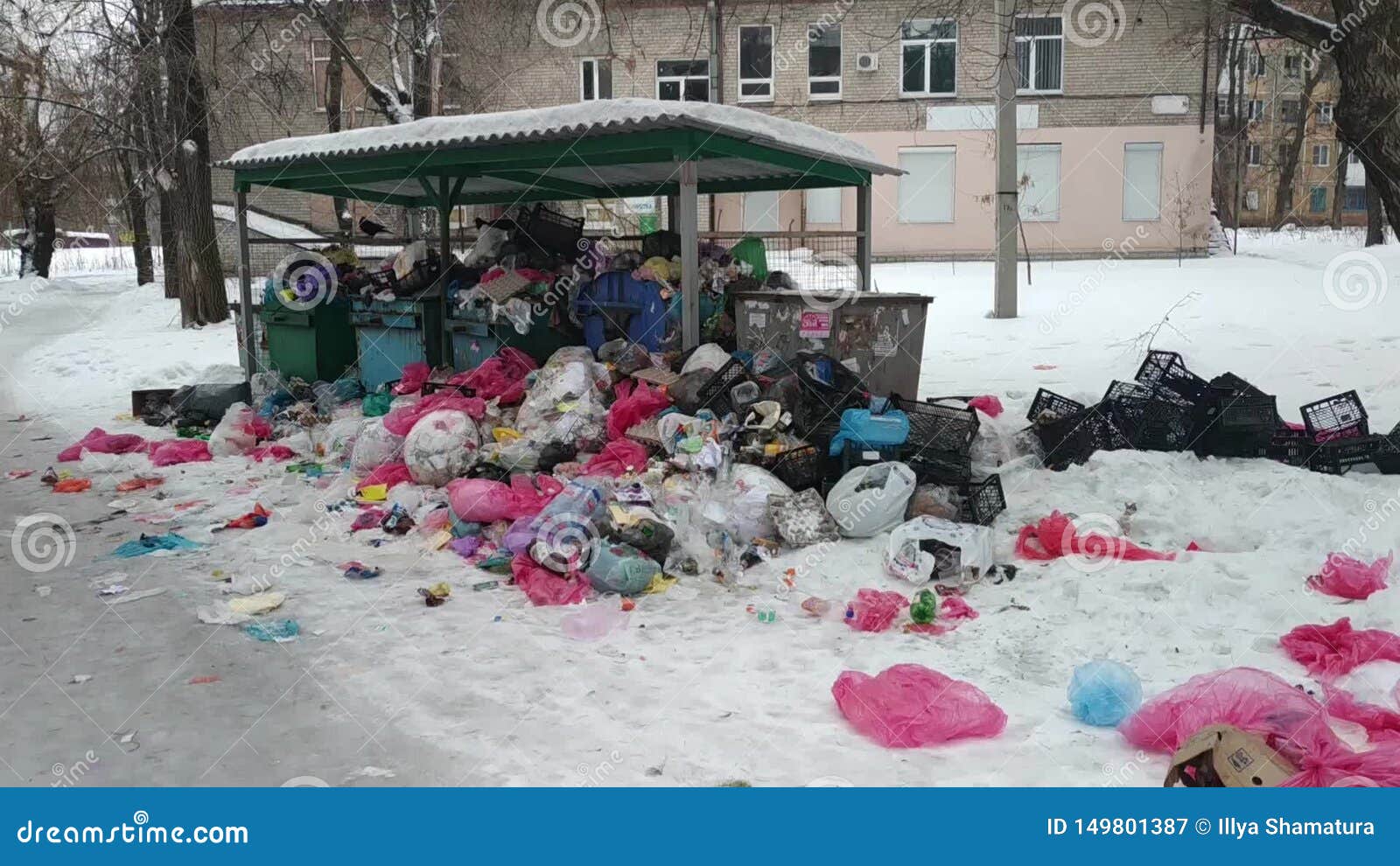 Overfilled Garbage Bins with Rubbish Bags Stock Video - Video of smell ...