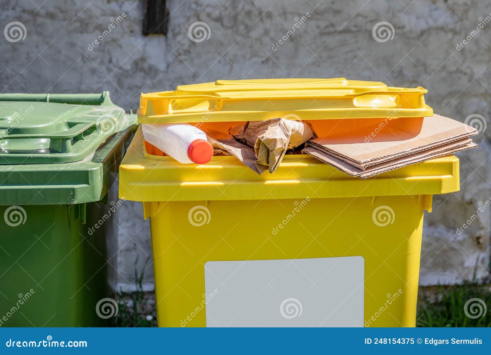 Overfilled Sorted Waste Container. Waste Collection and Recycling Stock ...