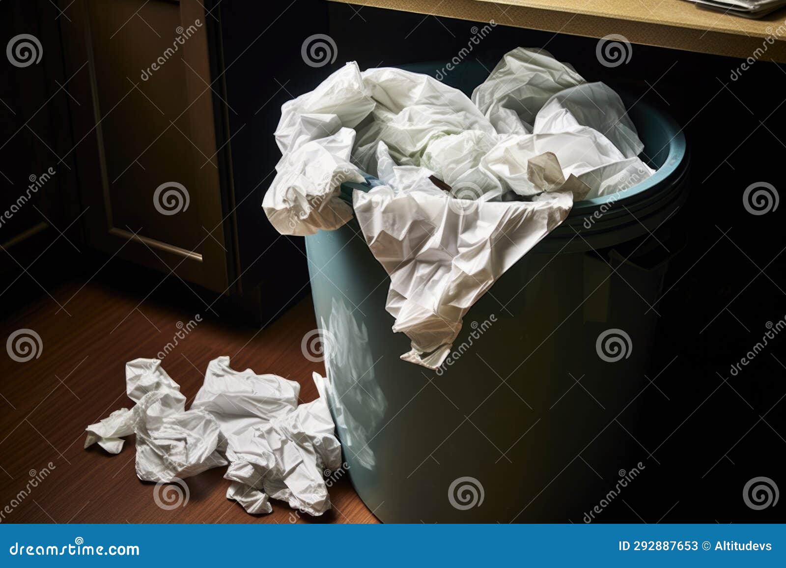 An Overflowing Bin of Crumpled Paper Stock Image - Image of generated ...