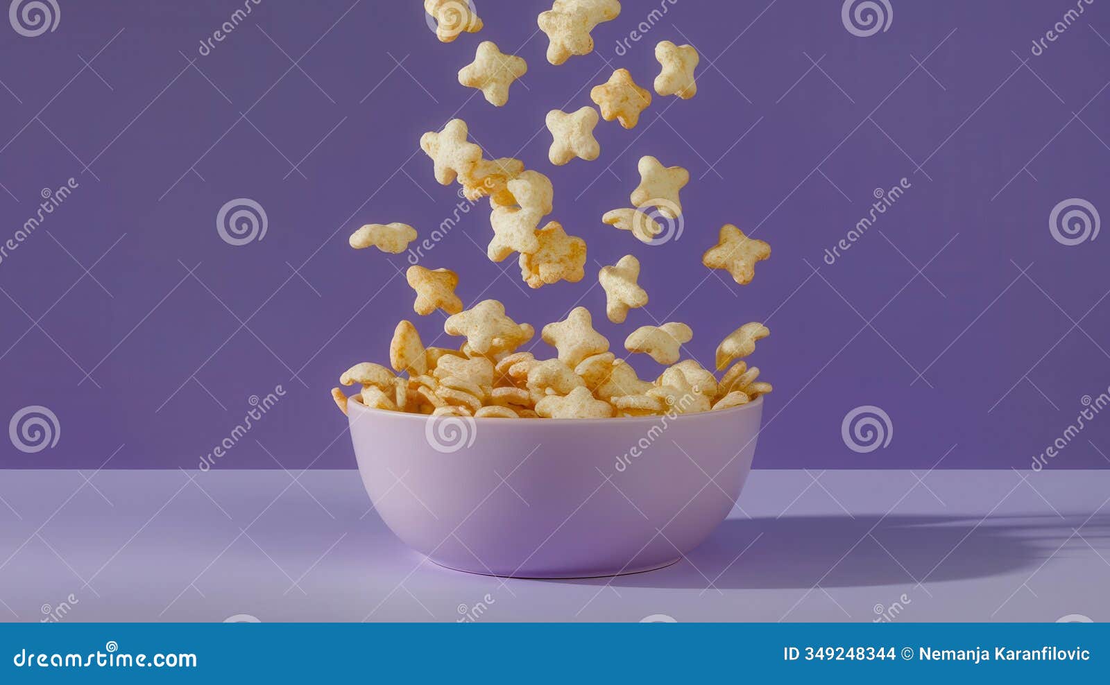 Overflowing Bowl of Popcorn Spilling Onto a White Surface Stock ...