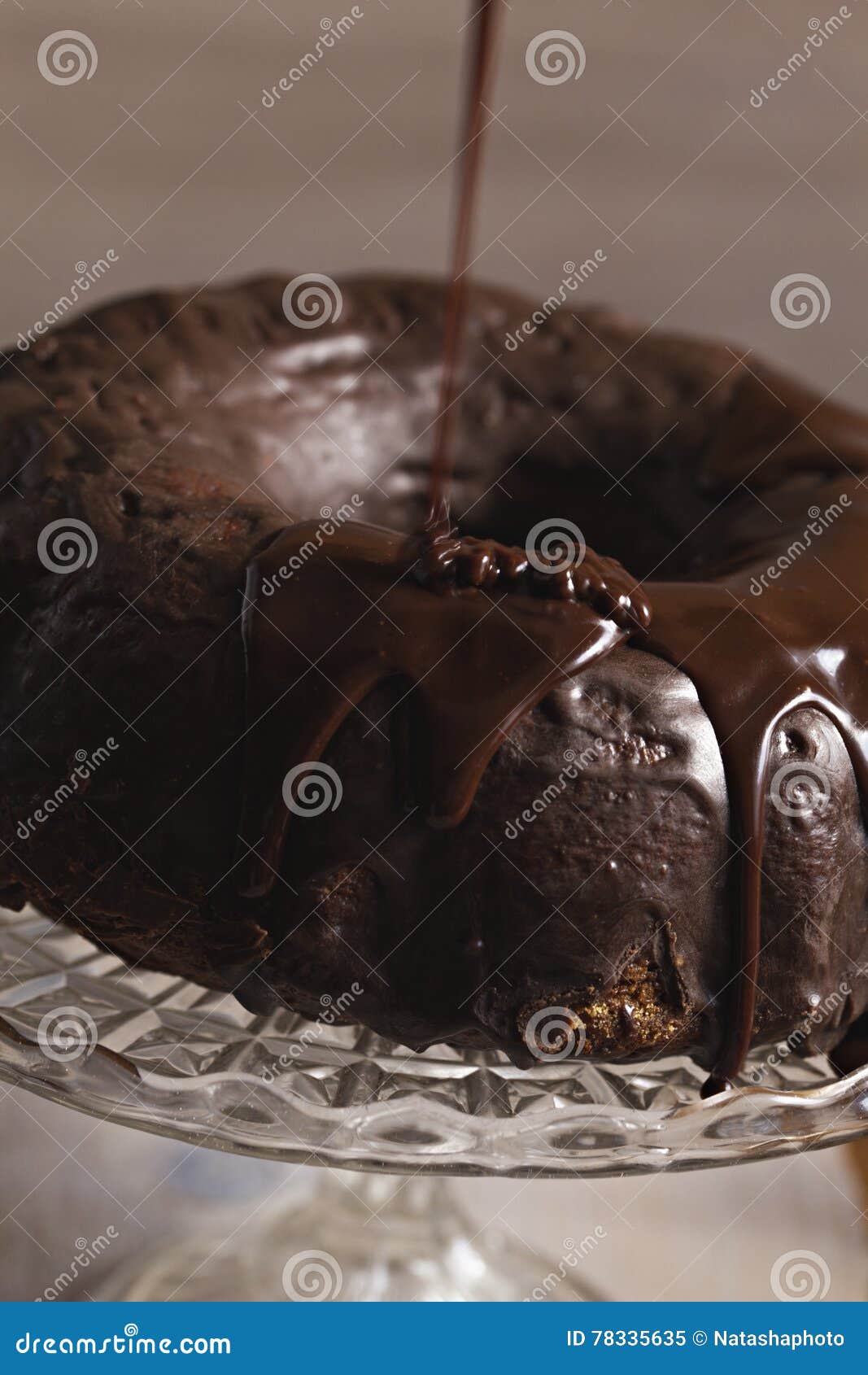 Overflowing Bundt Cake with Chocolate Dressing Stock Image - Image of ...