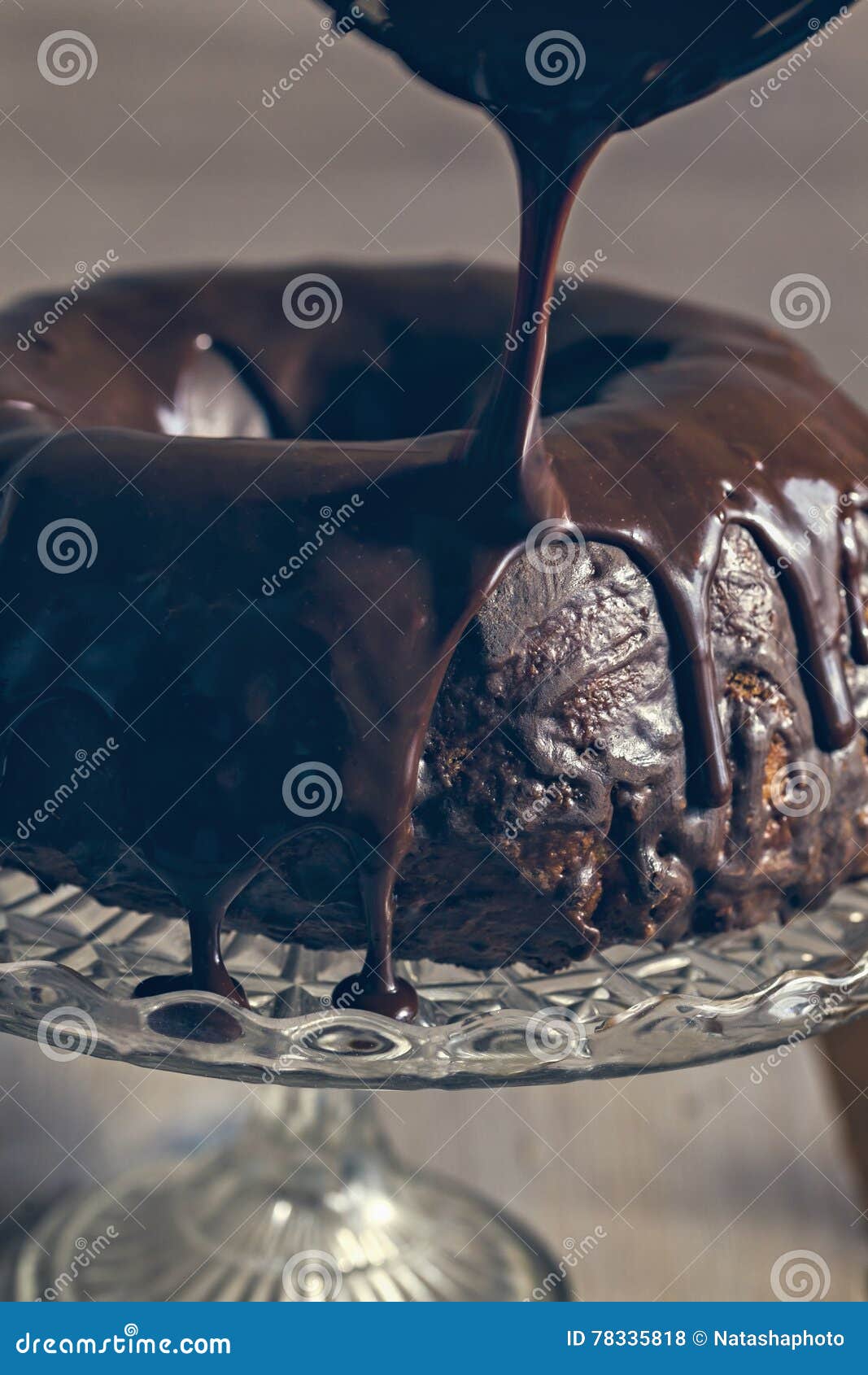 Overflowing Bundt Cake with Chocolate Dressing Stock Photo - Image of ...