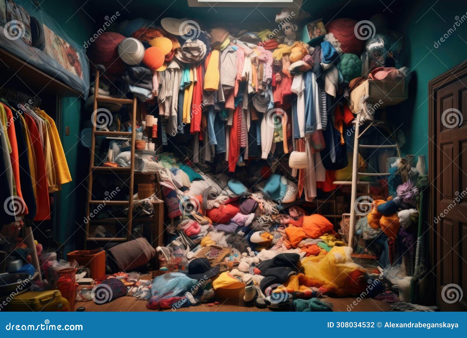 Overflowing Closet with Clothes and Accessories Stock Illustration ...