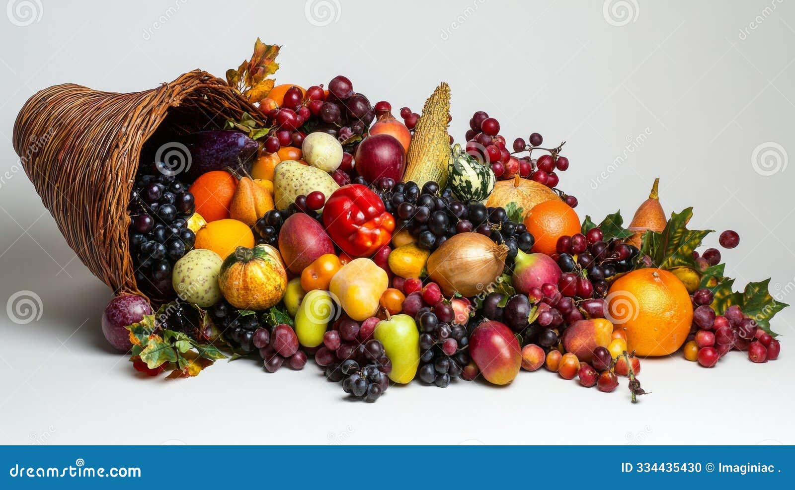 Overflowing Cornucopia With A Vibrant Assortment Of Fruits Stock ...