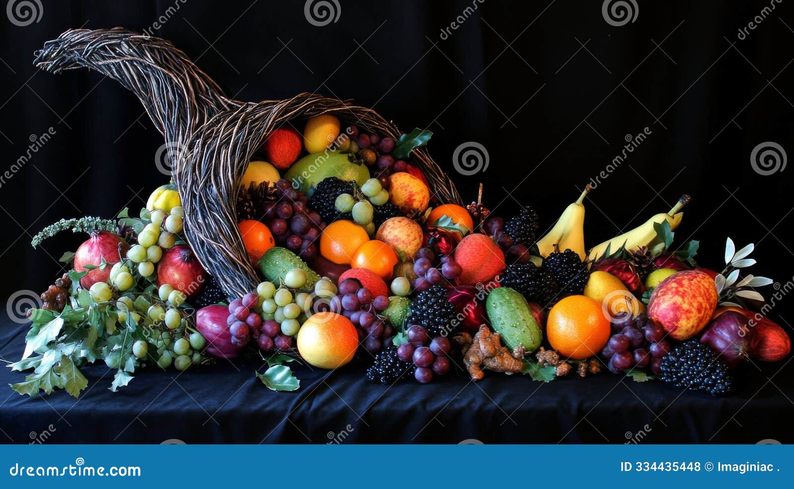 Overflowing Cornucopia with a Vibrant Assortment of Fruits Stock ...
