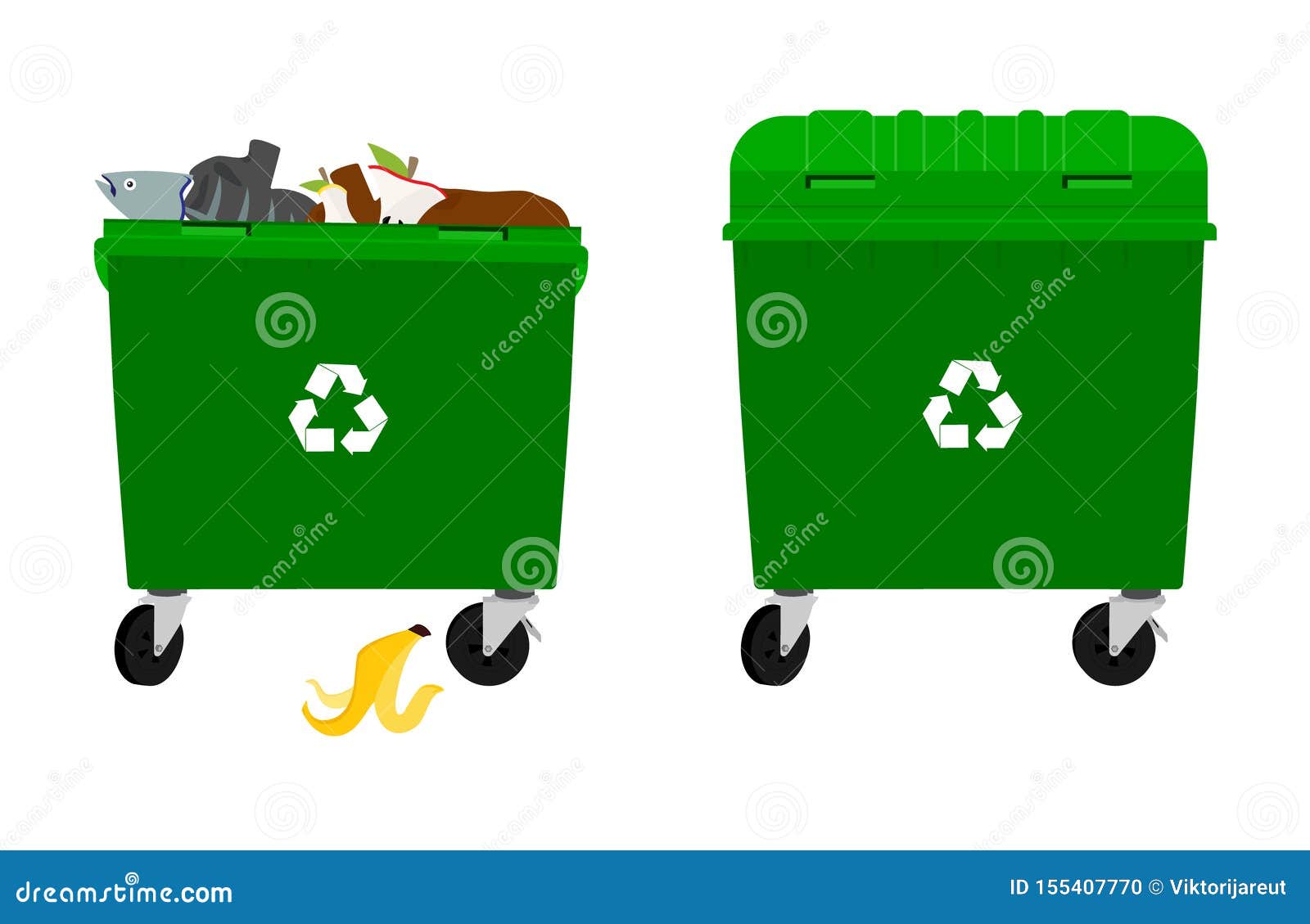 Overflowing and Empty Garbage Bin, Container Stock Illustration ...