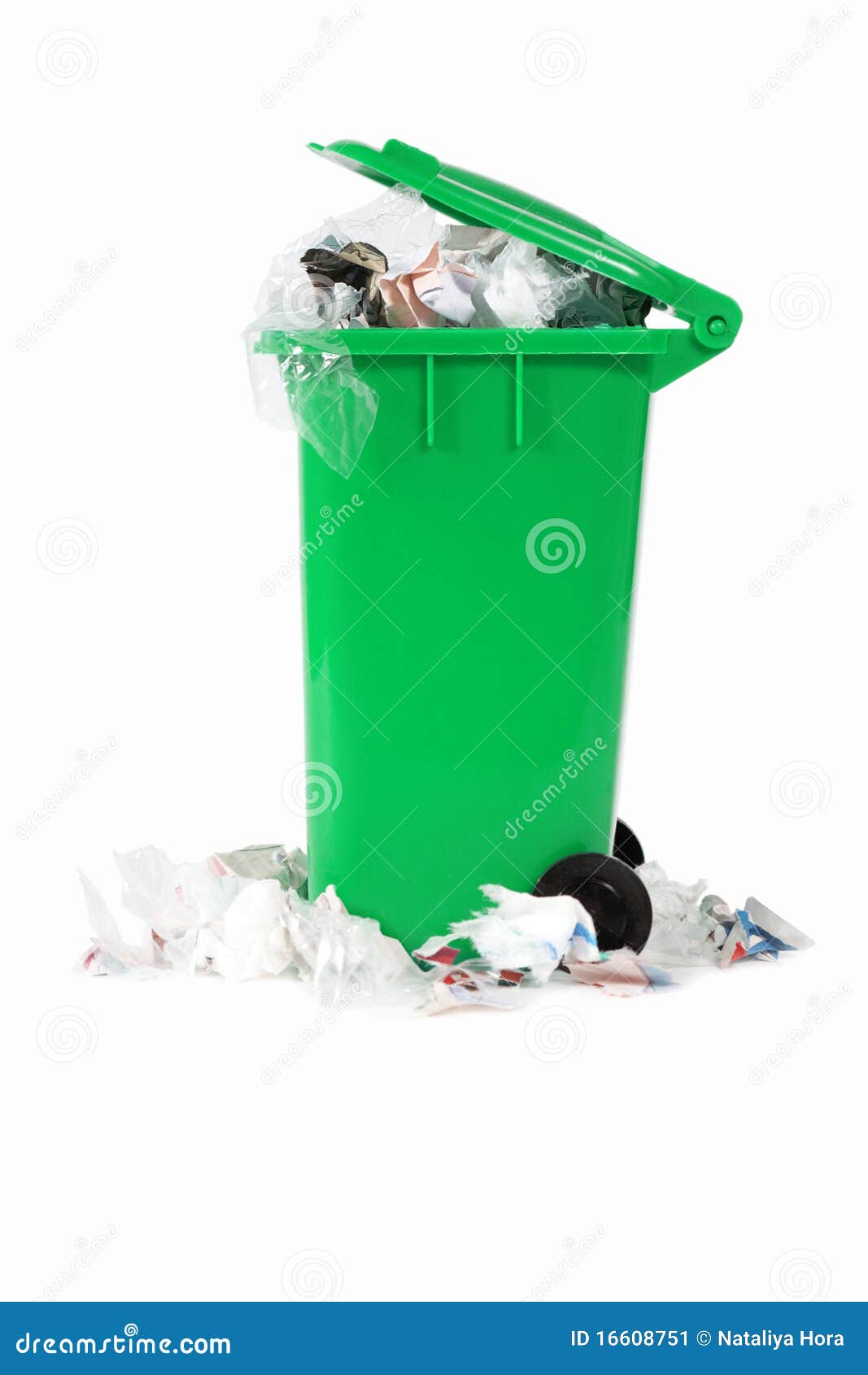 Overflowing garbage bin stock image. Image of isolated - 16608751
