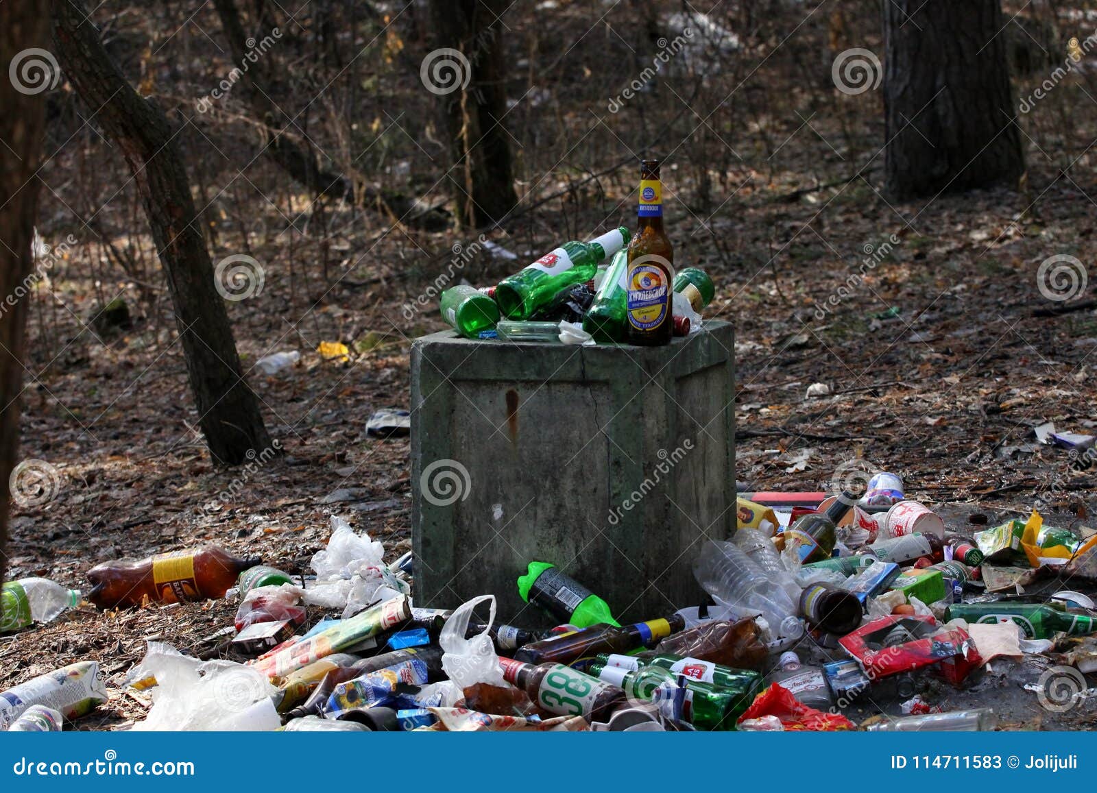 Overflowing garbage bin stock image. Image of environment - 114711583
