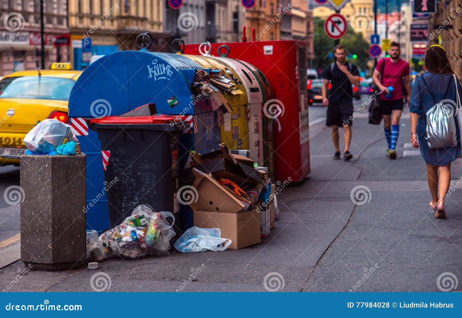Overflowing Garbage Bins with Household Waste Editorial Stock Photo ...