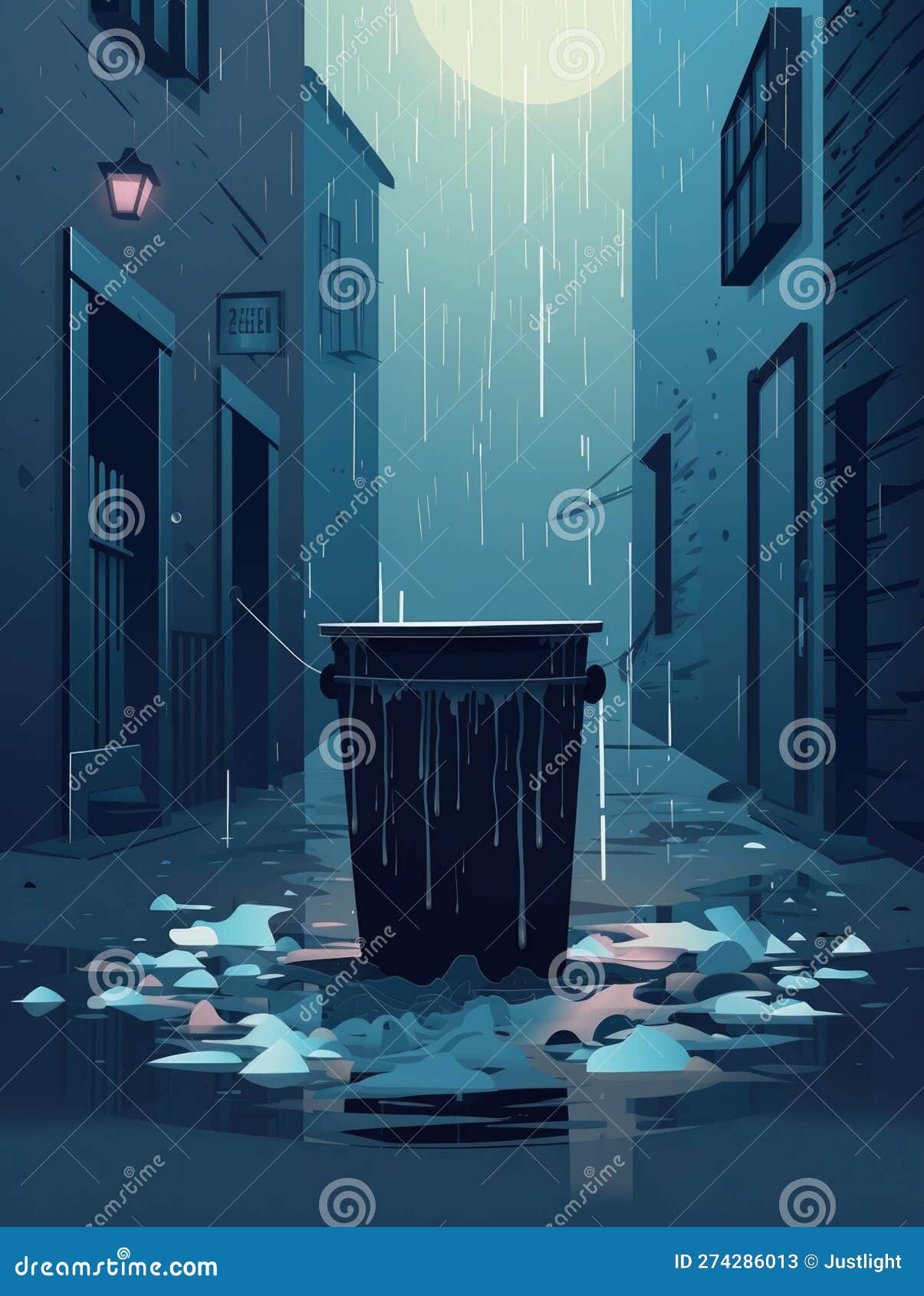 An Overflowing Garbage Can on a City Sidewalk Surrounded by Litter ...