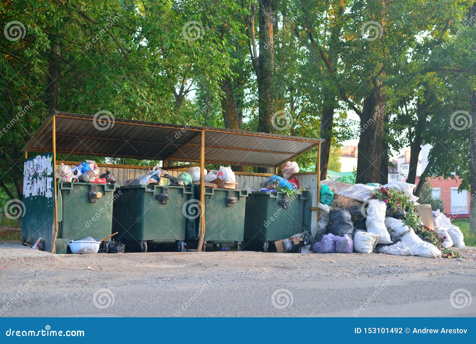 Large Dump Near Garbage Cans Stock Photo - Image of problem ...