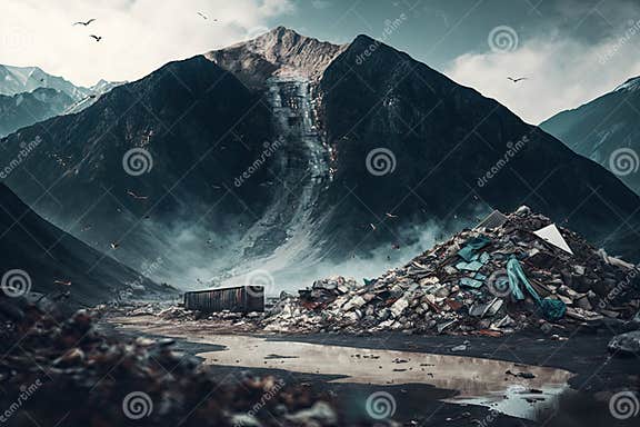 Overflowing Garbage Dump in Mountains after Pollution Stock ...