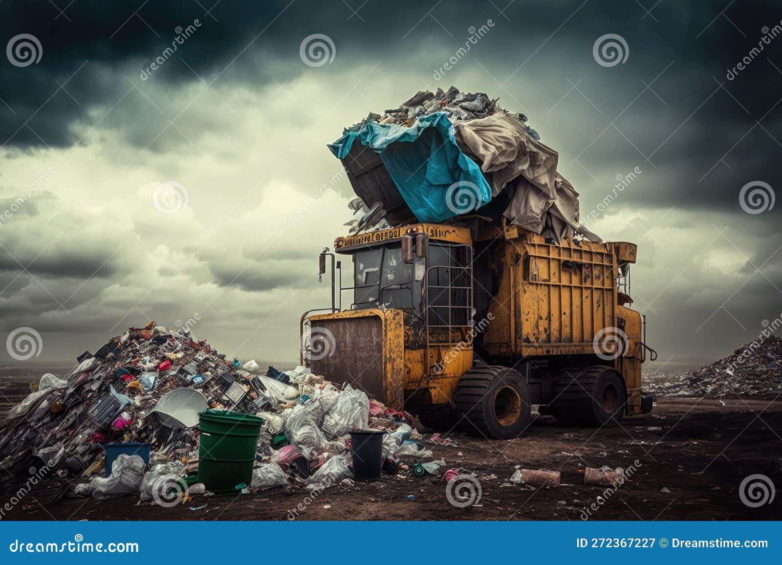 Overflowing Garbage from Unprepared Garbage Dump at Landfill Stock ...