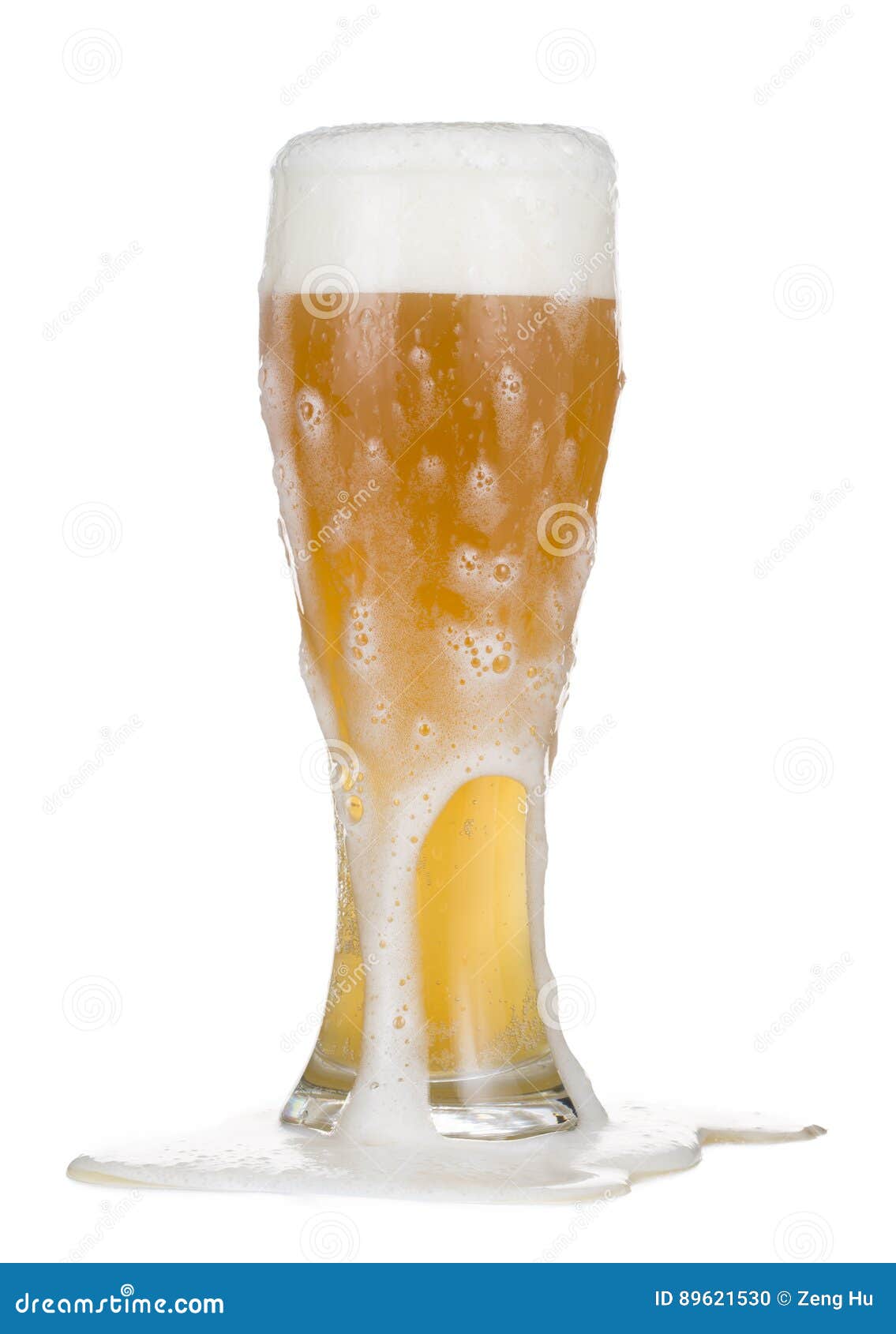 Overflowing Glass Cup of Beer. Stock Photo - Image of liquid, fresh ...