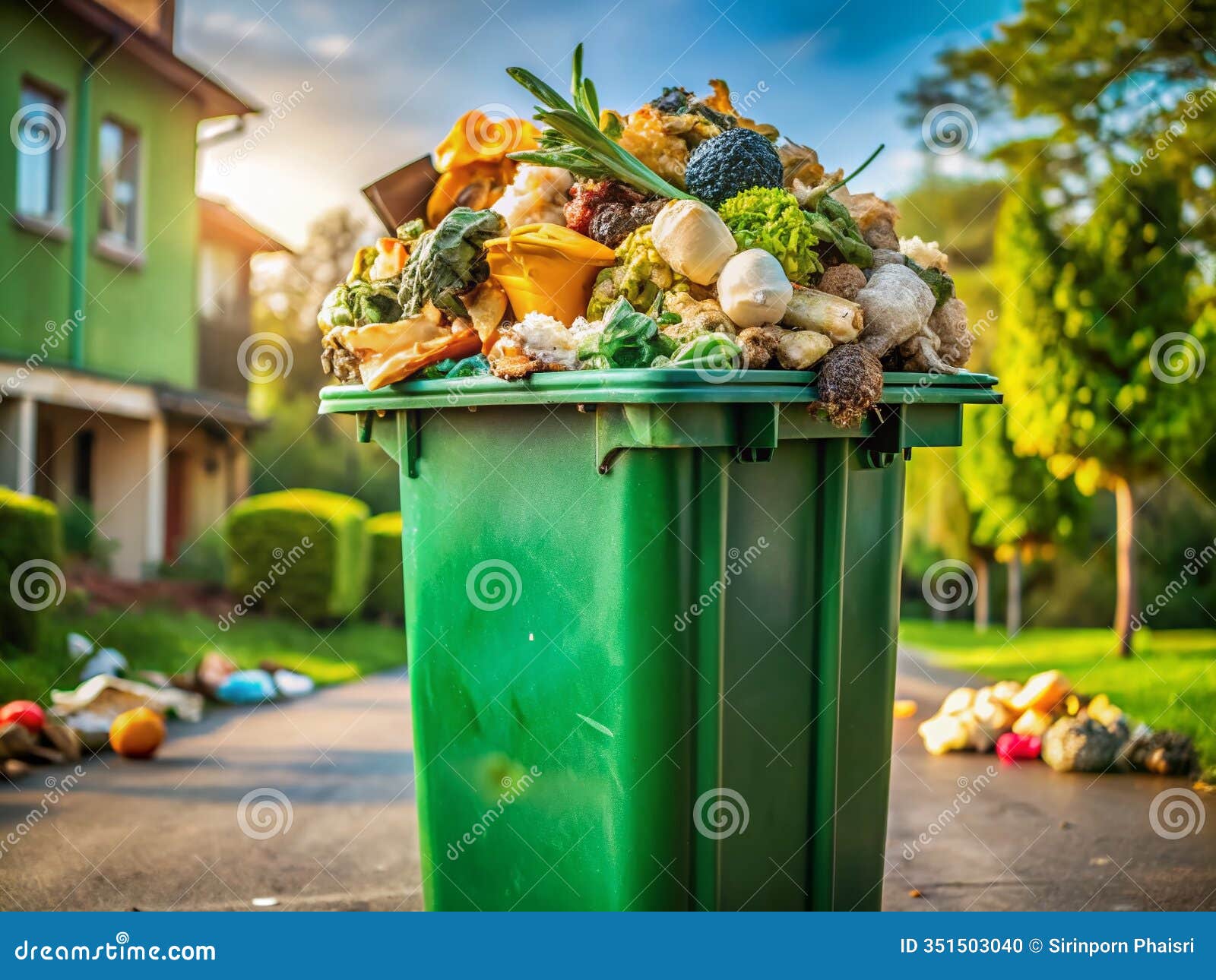 Overflowing Green Recycling Bin a Visual Representation of Improper ...