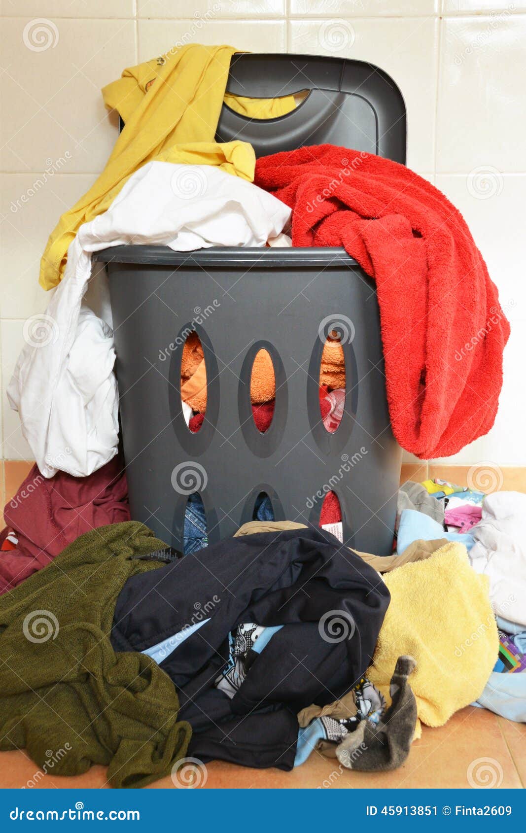 Overflowing laundry basket stock image. Image of dirty - 45913851