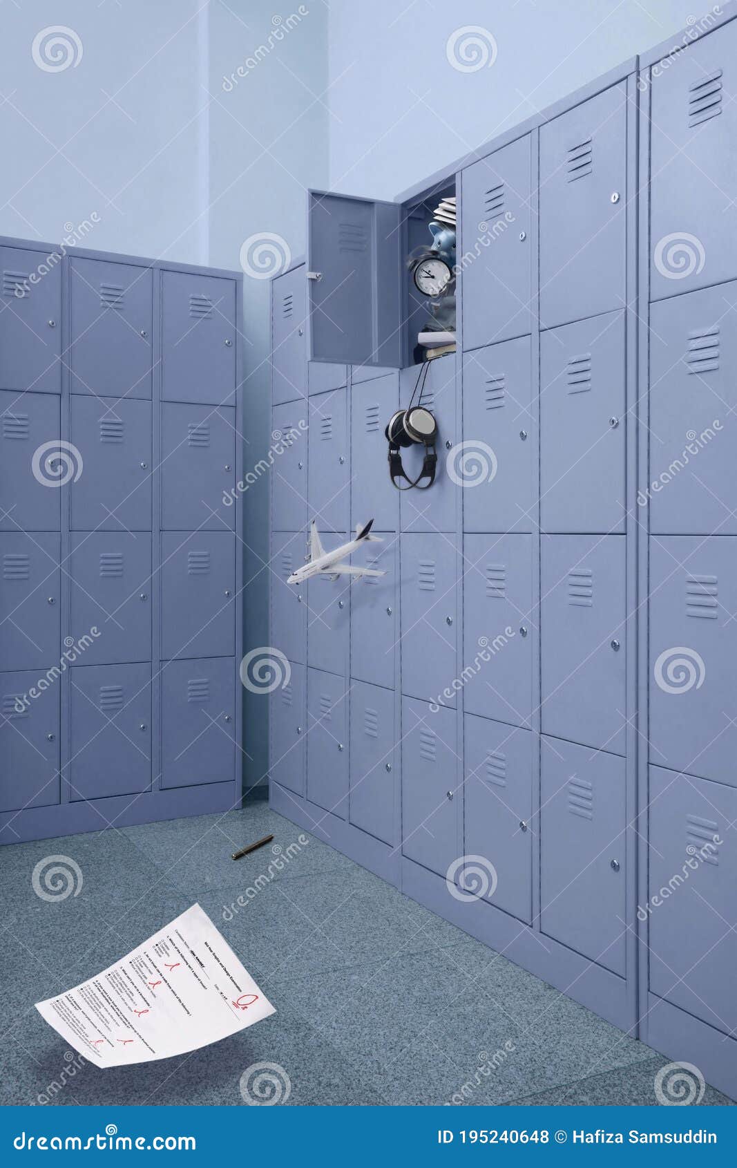 Overflowing Locker with Things Dropping Out from it Stock Photo - Image ...