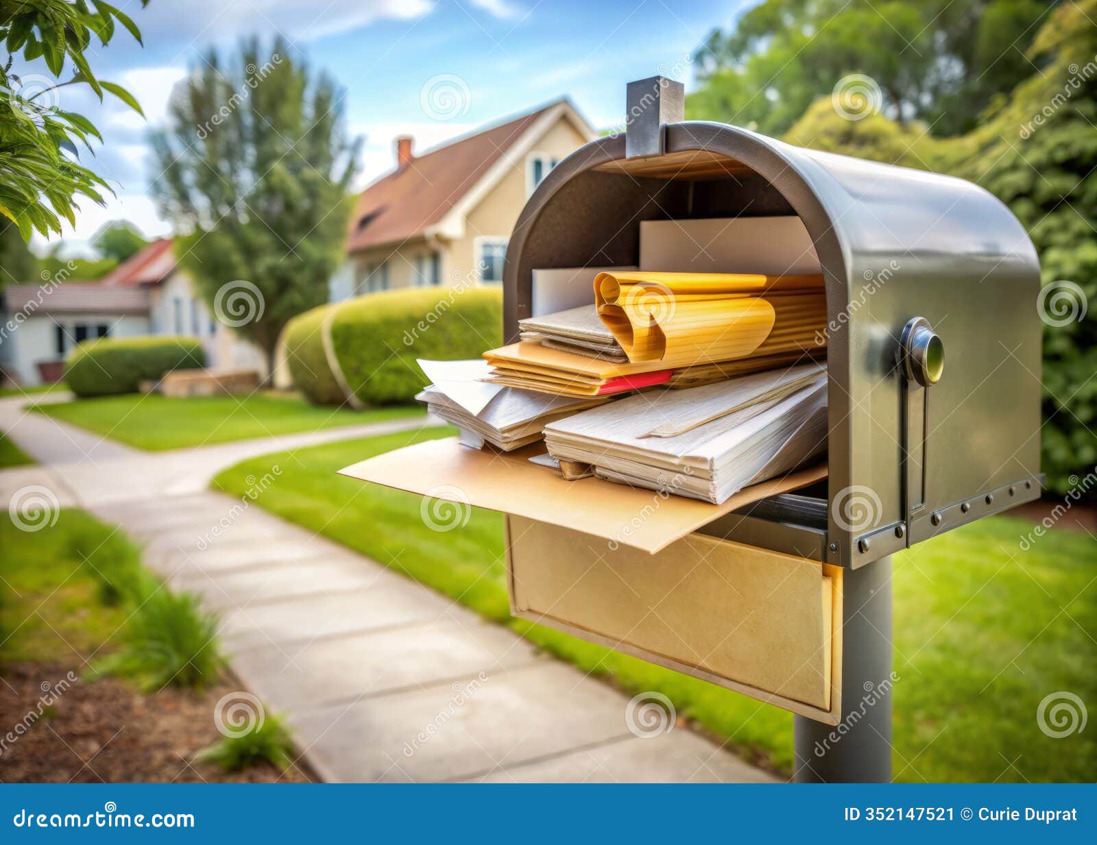 Overflowing Mailbox a Colorful Stack of Letters and Packages Awaits the ...
