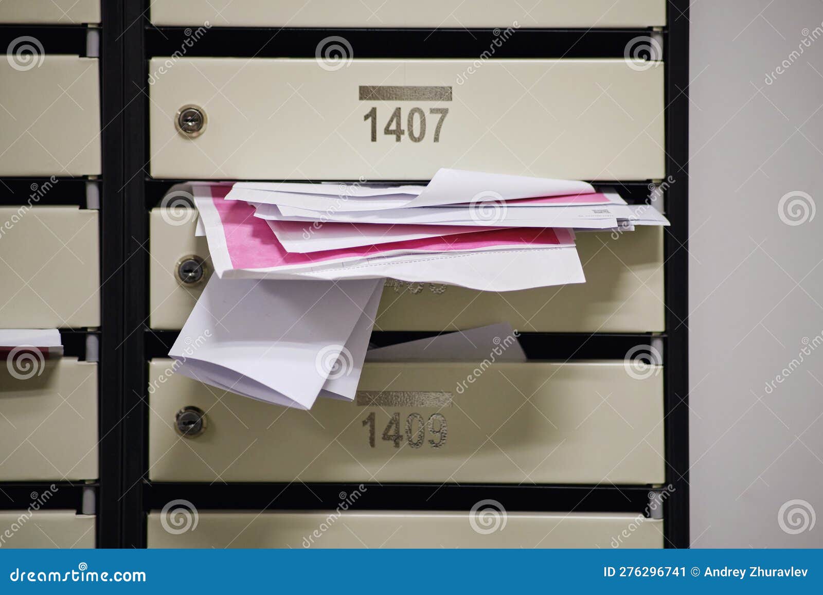 An Overflowing Mailbox in the Lobby of an Apartment Building. Mailboxe ...