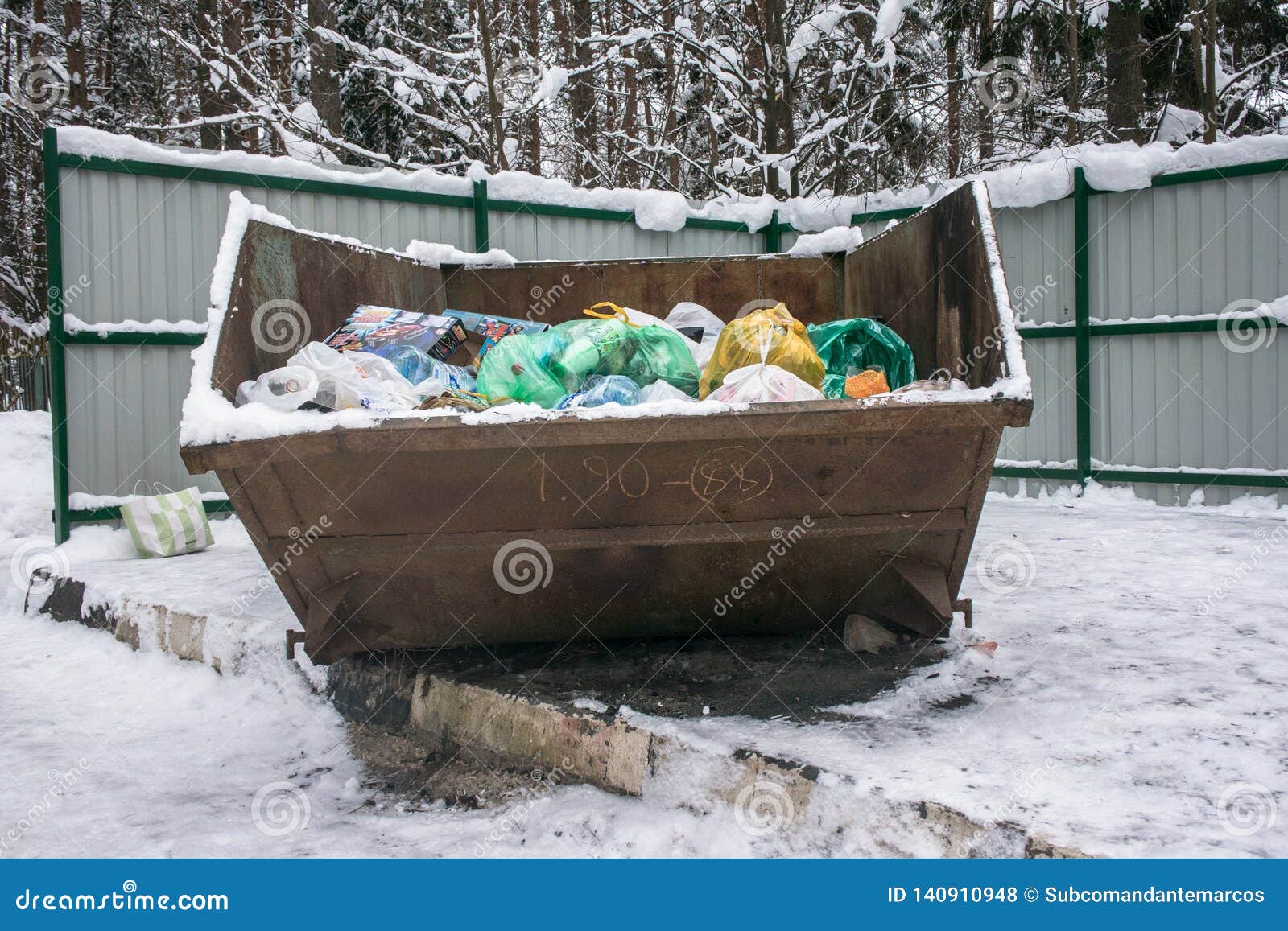 Overflowing Metal Containers with Garbage.scattered Debris,pollution of ...