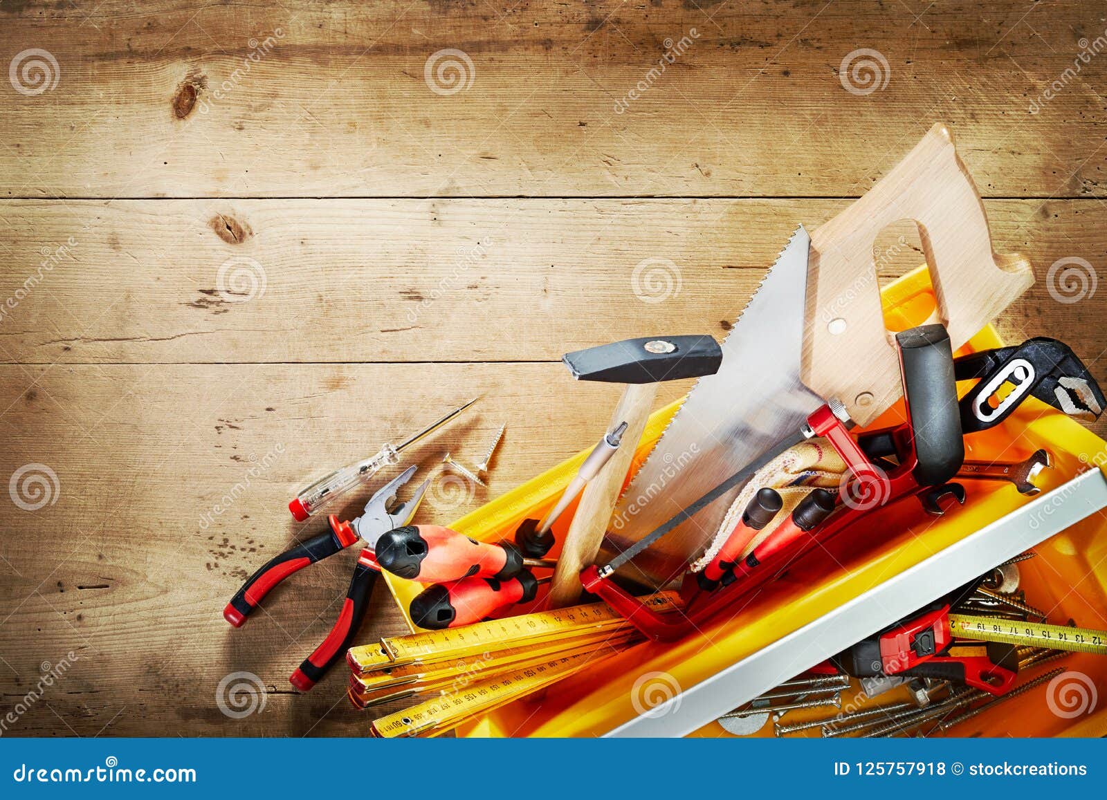 Overflowing Tool Box with Assorted Hand Tools Stock Photo - Image of ...