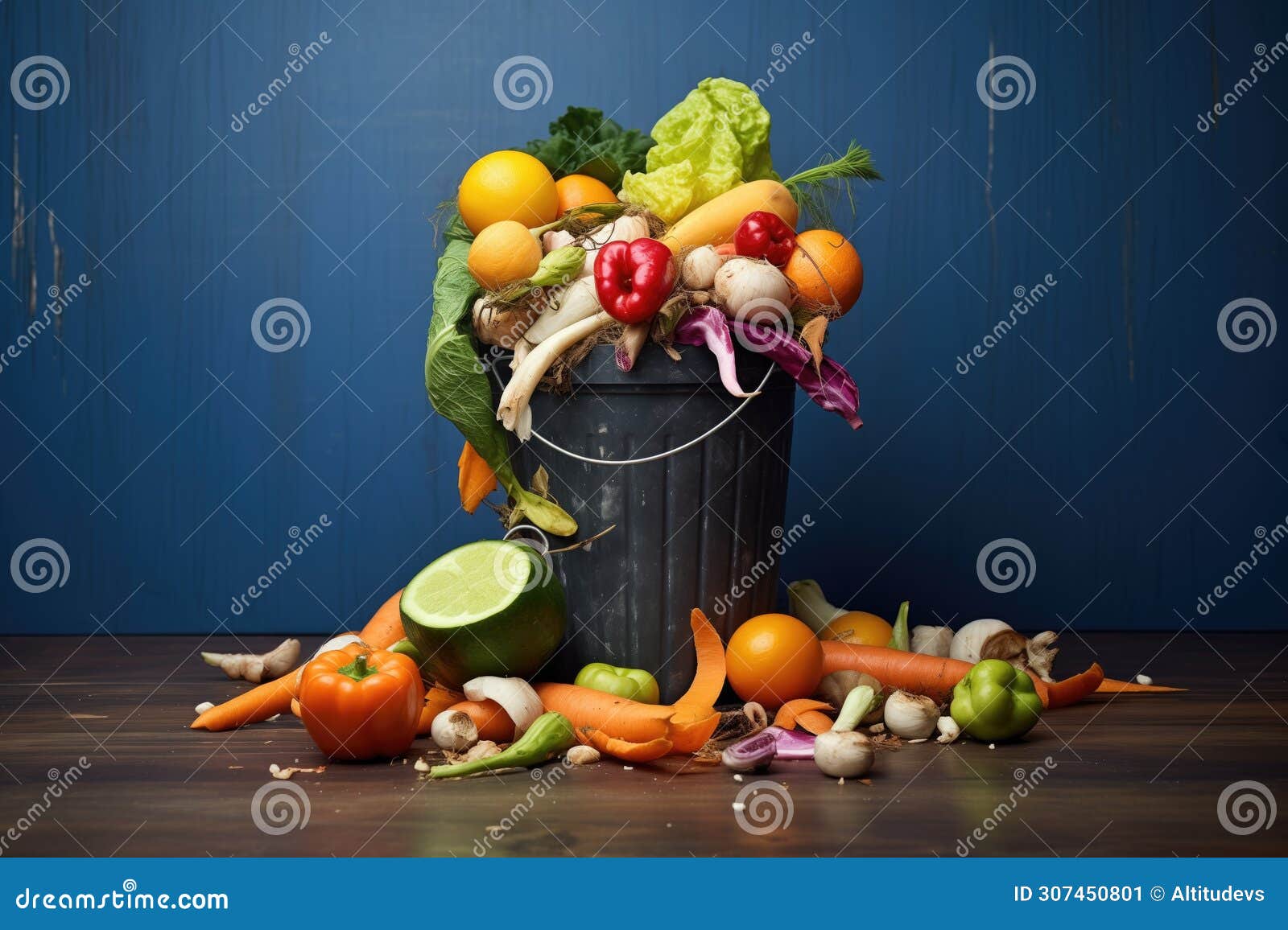 Overflowing Trash Bin with Discarded Fruit and Vegetable Peels Stock ...