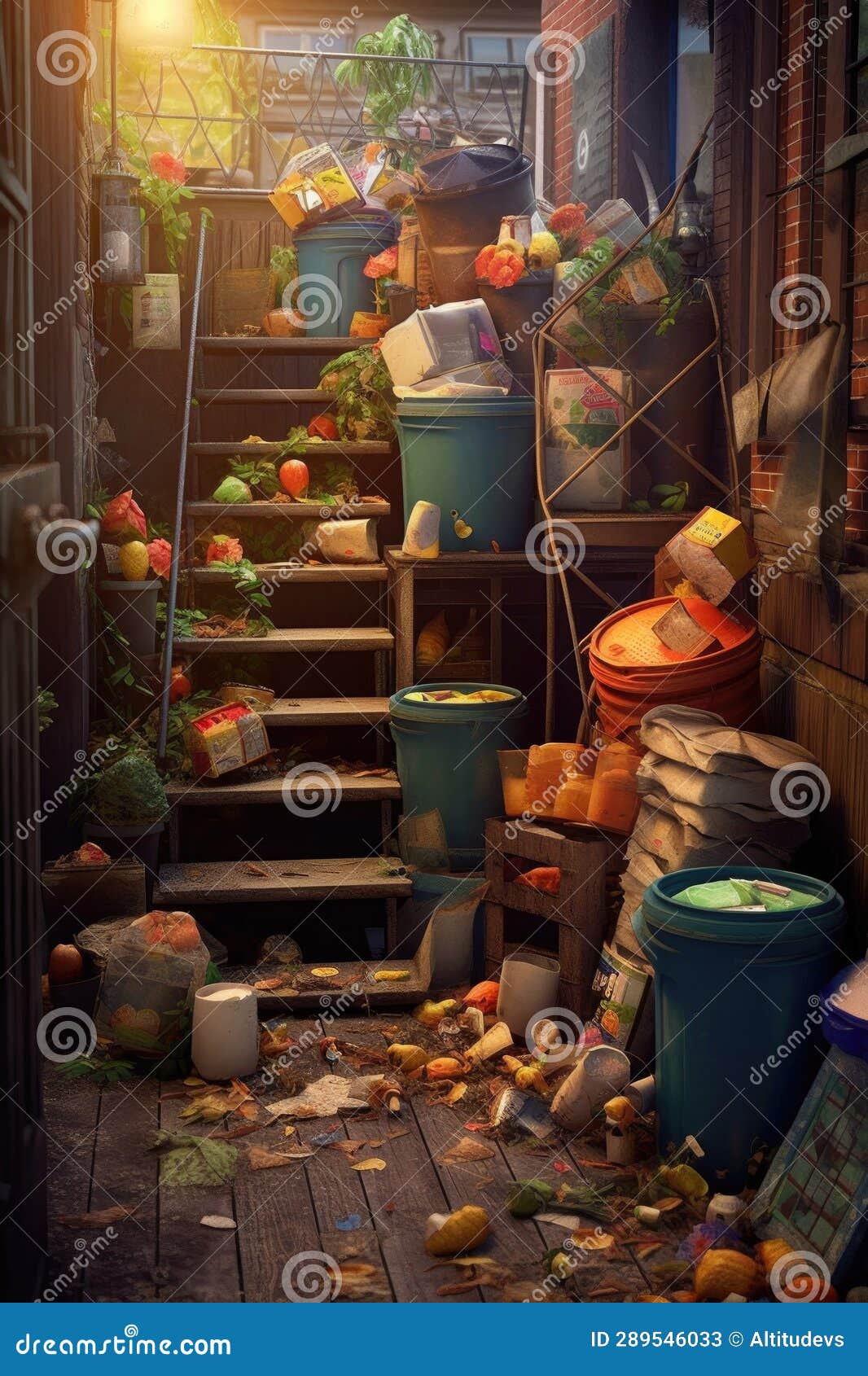 Overflowing Trash Bins with Various Types of Waste Stock Image - Image ...