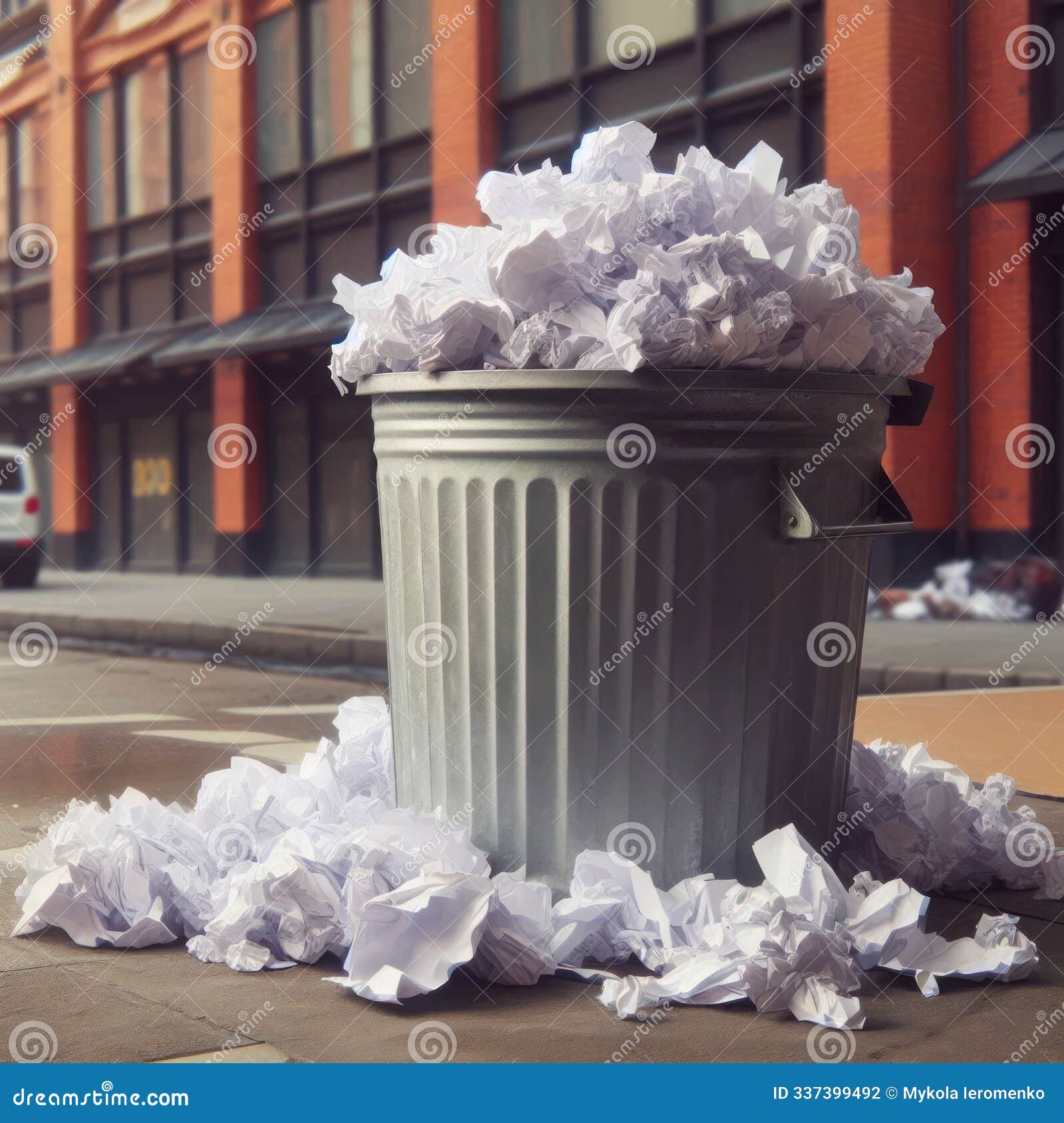 An Overflowing Trash Can with Paper Balls. Stock Photo - Image of ... An Overflowing Trash Can with Paper Balls. Stock Photo - Image of ...